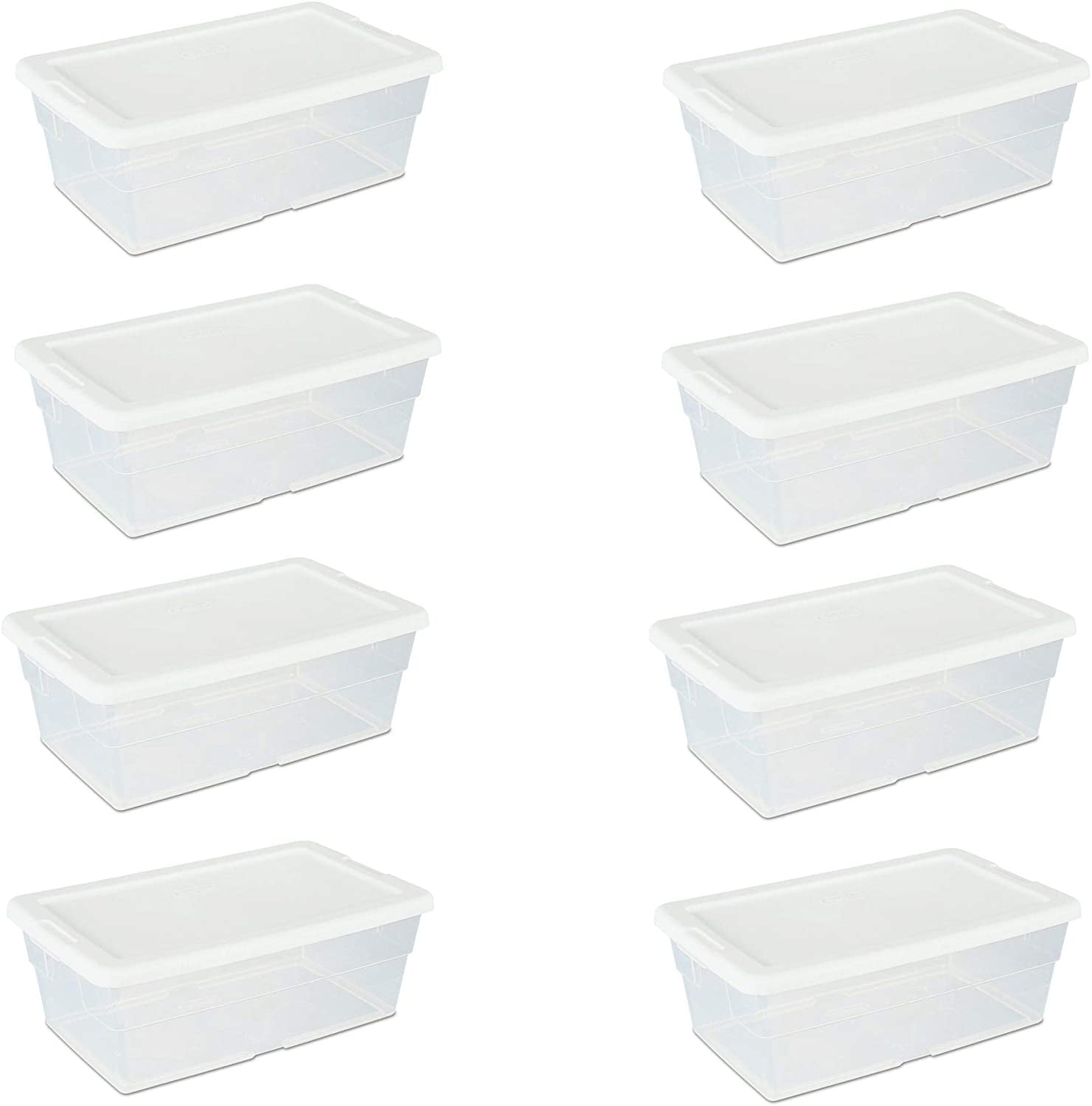 6 Quart/5.7 Liter Storage Box, White Lid with Clear Base (Pack of 8 ...