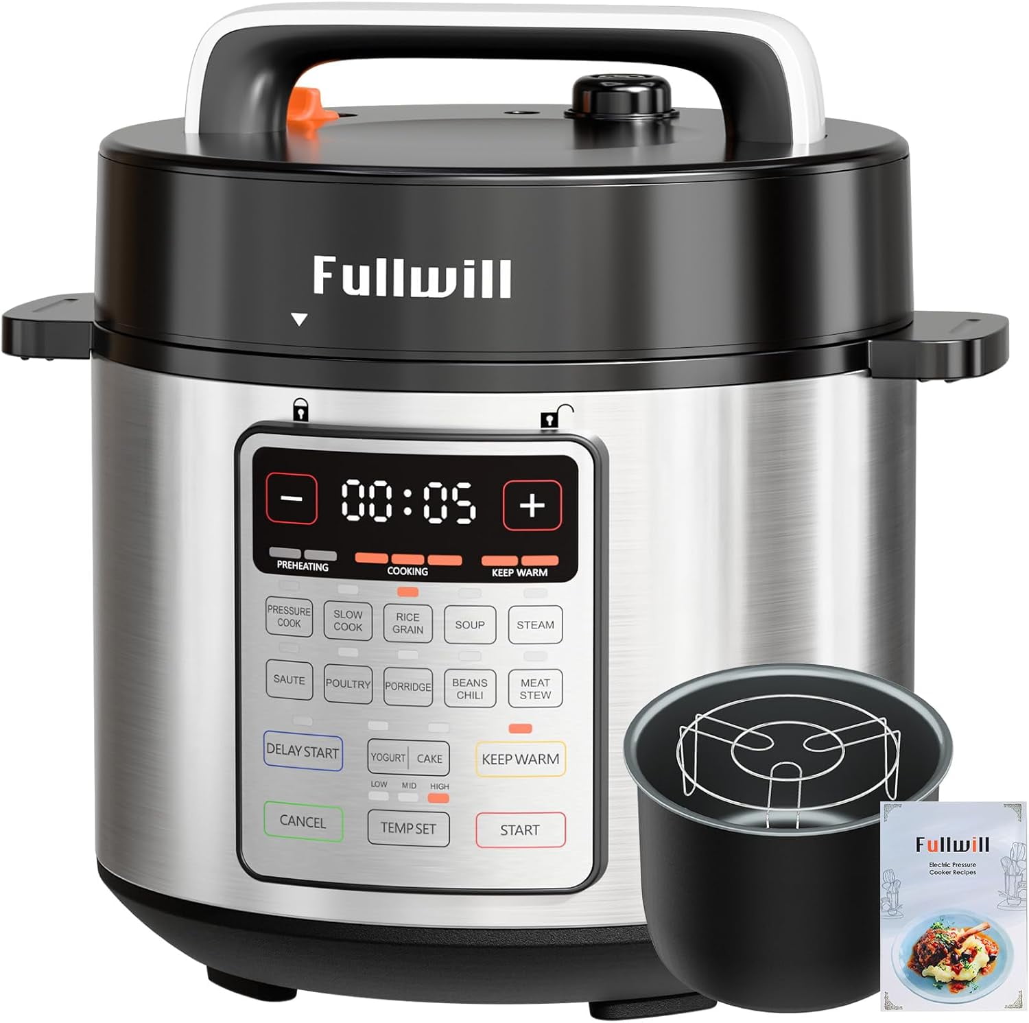 6 Quart 9 in 1 Electric Pressure Cooker with 12 Presets Slow Cooker ...