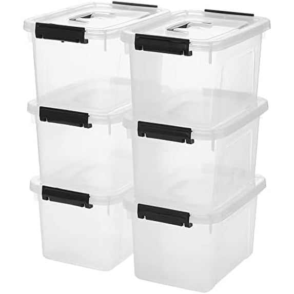 6 Quart Clear Storage Latch Box/Bins, 6-Pack Plastic Container with ...