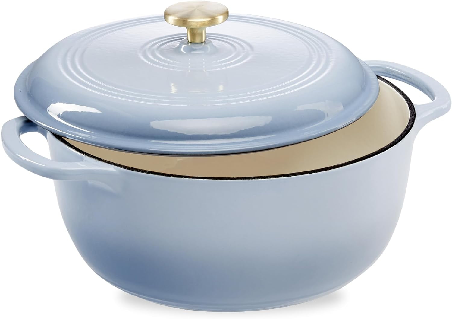 6 Quart Enamel Cast-Iron Round Dutch Oven, Family Style Heavy-Duty Pre ...