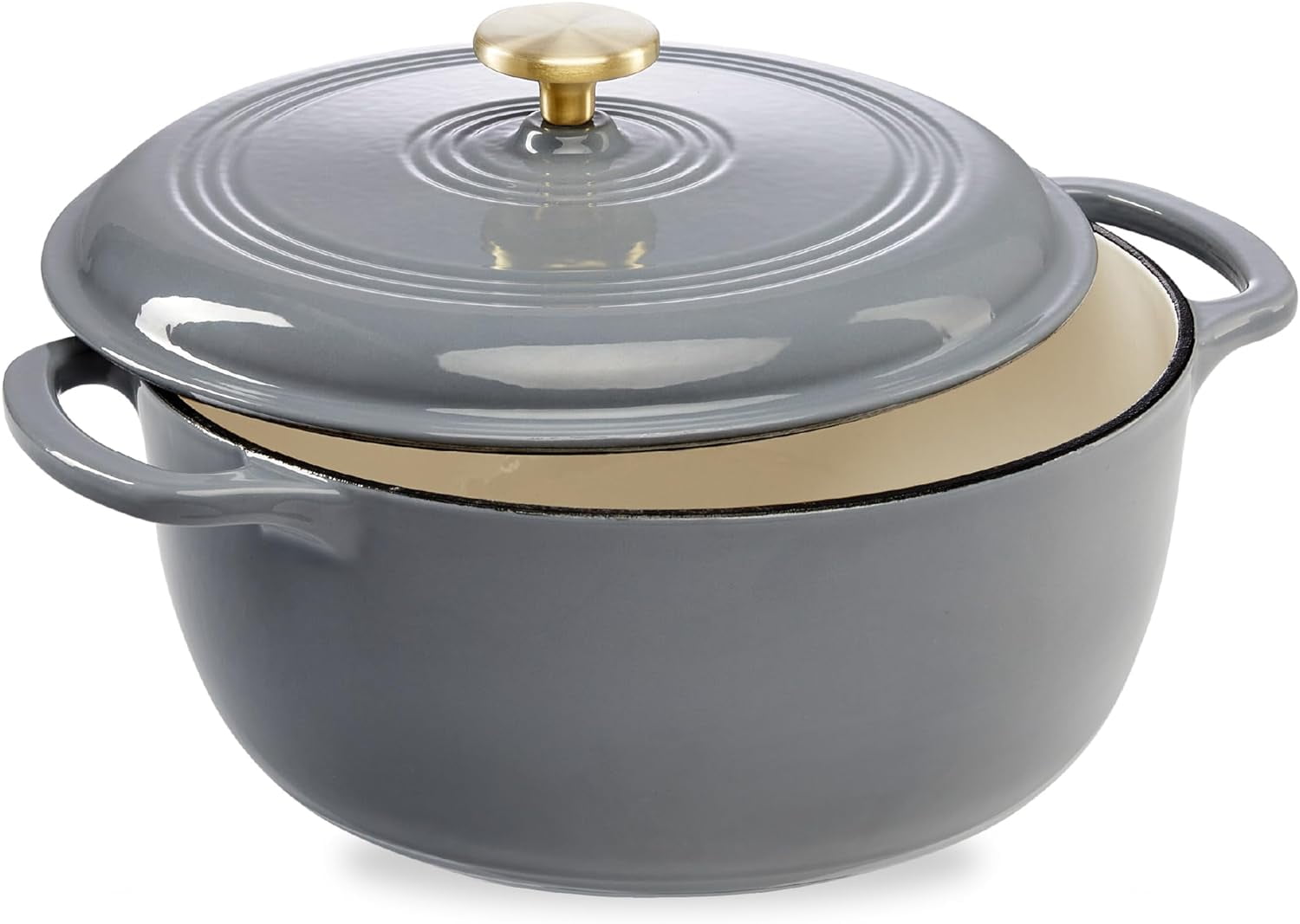 6 Quart Enamel Cast-Iron Round Oven, Family Style Heavy-Duty Pre ...