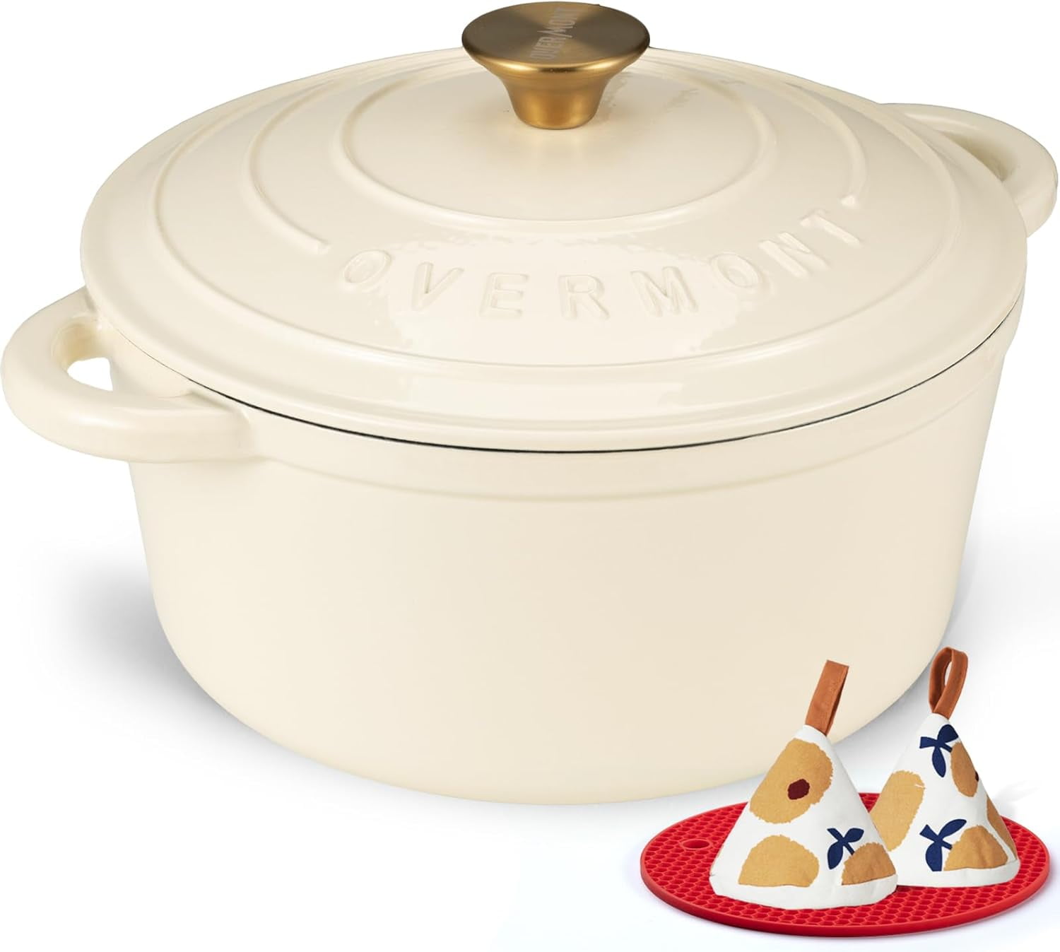 6 Quart Enamel Cast-Iron Round Dutch Oven, Family Style Heavy-Duty Pre ...