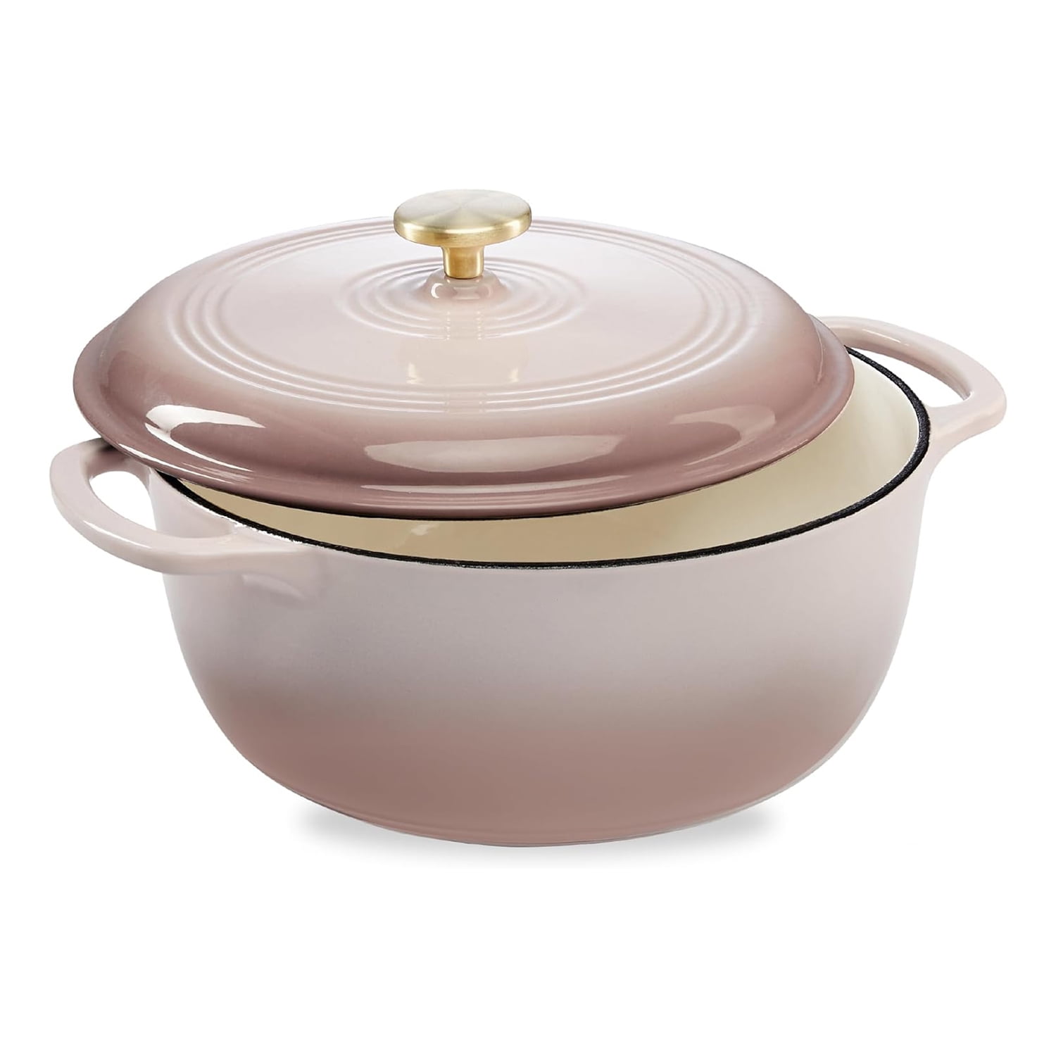 6 Quart Enamel Cast-Iron Round Dutch Oven, Family Style Heavy-Duty Pre ...