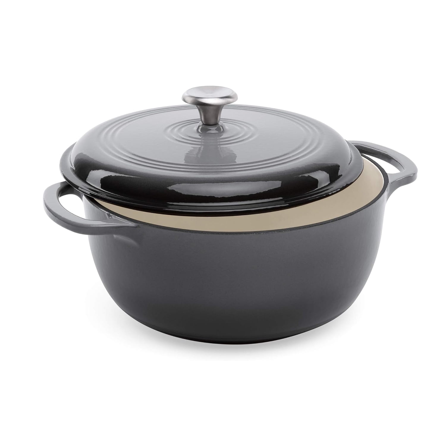 6 Quart Enamel Cast-Iron Round Dutch Oven, Family Style Heavy-Duty Pre ...