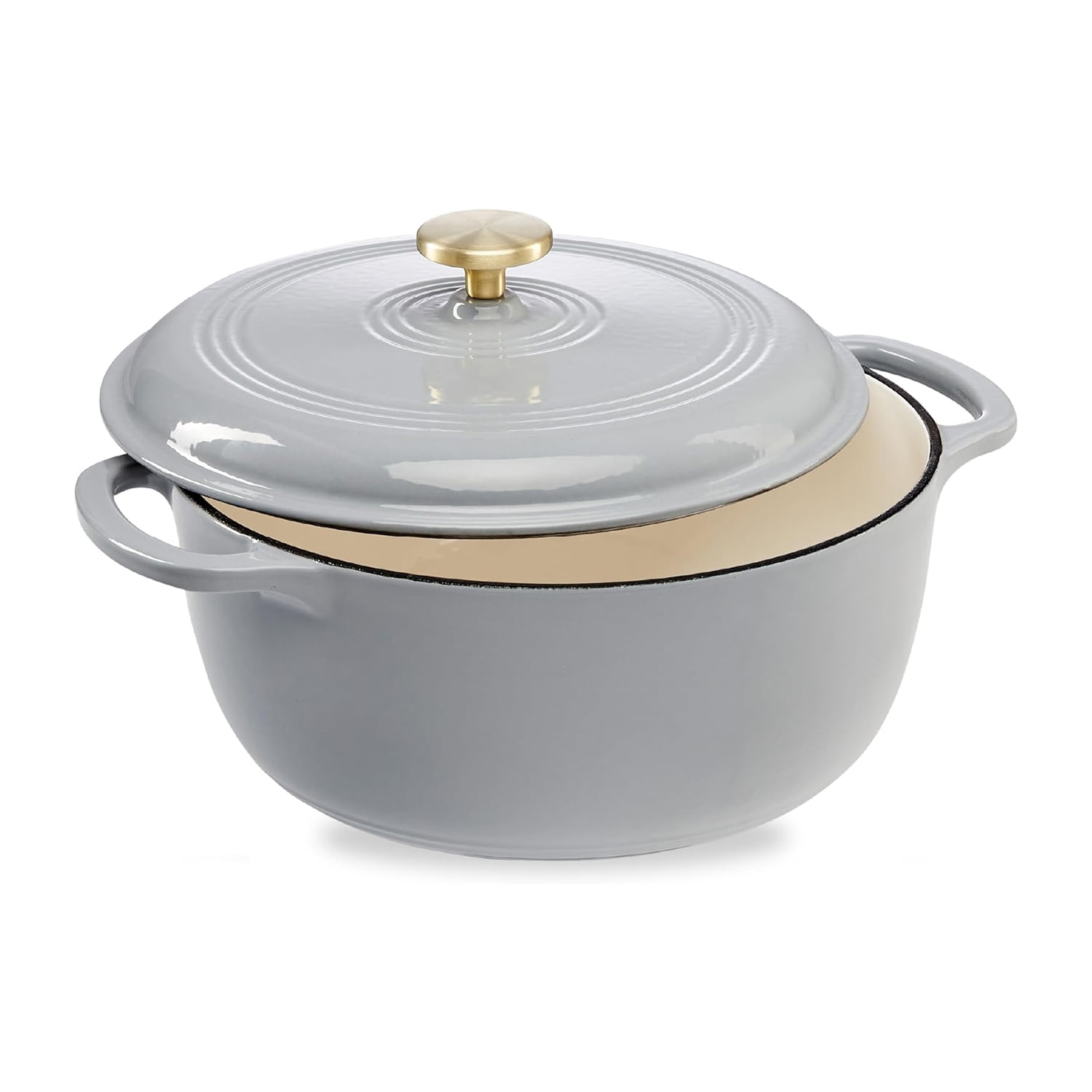 6 Quart Enamel Cast-Iron Round Dutch Oven, Family Style Heavy-Duty Pre-Seasoned Cookware, Oven ...