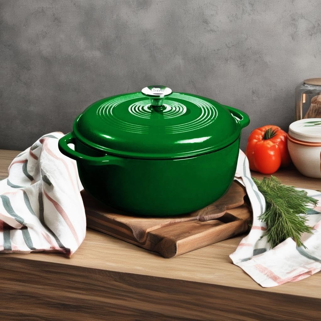 6 Quart Enameled Cast Iron Dutch Oven with Lid – Dual Handles – Oven ...