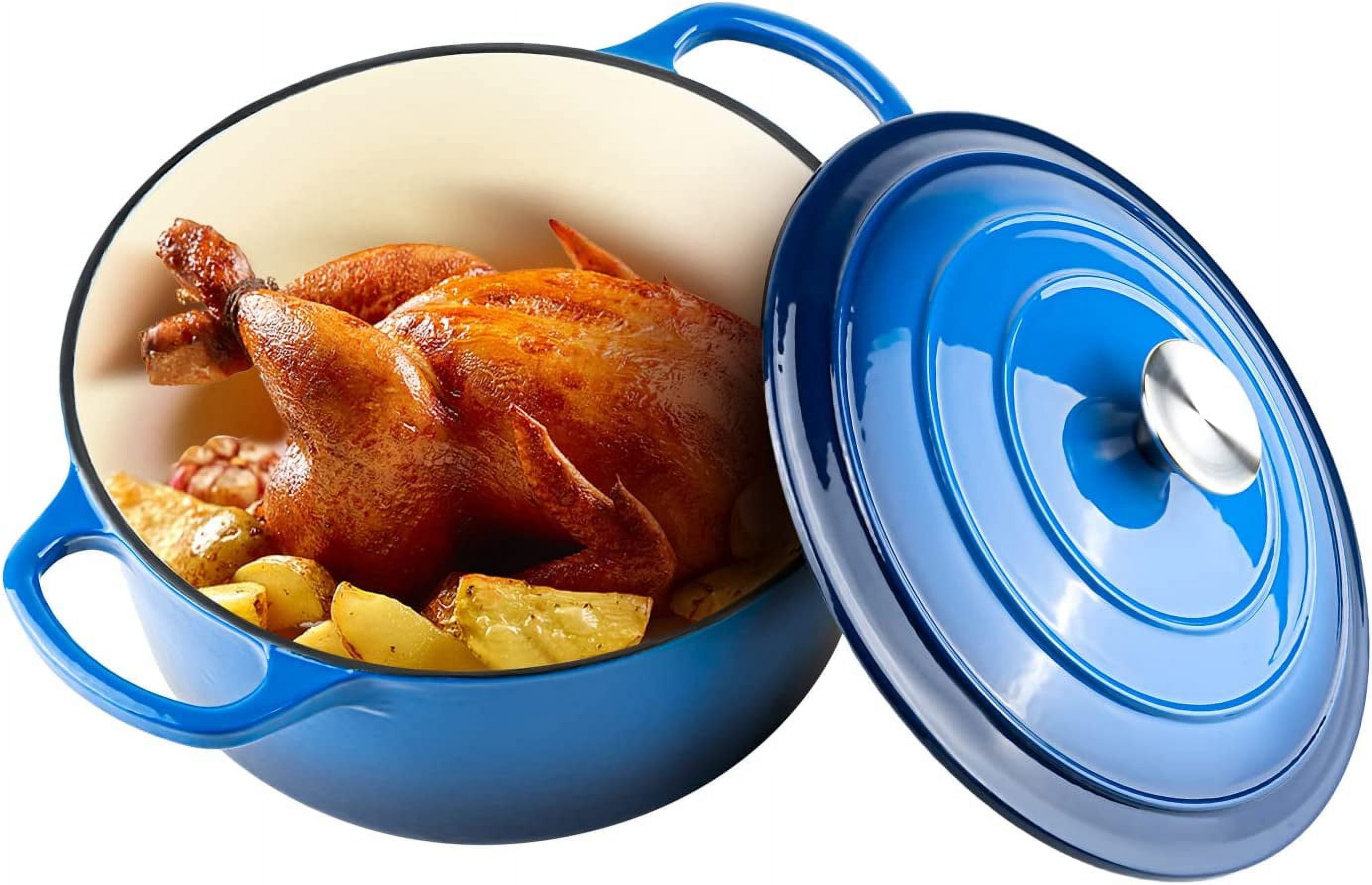 6 Quart Enameled Dutch Oven Pot with Lid, Cast Iron Dutch Oven with ...