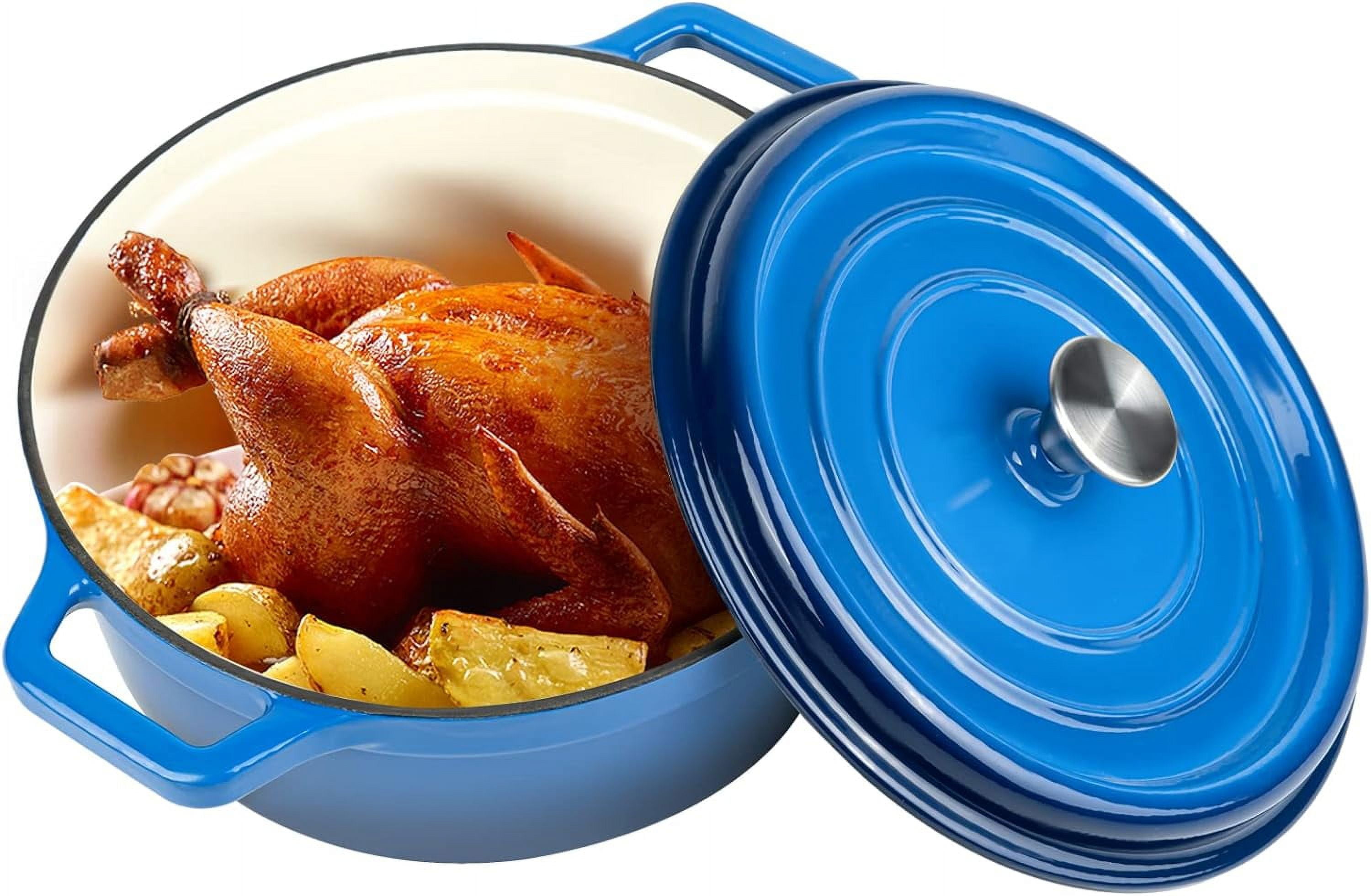 6 Quart Enameled Dutch Oven Pot with Lid, Cast Iron Dutch Oven with ...
