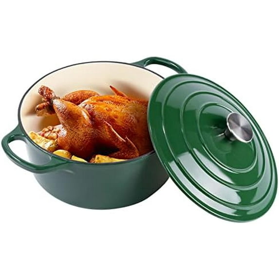 6 Quart Enameled Dutch Oven Pot with Lid, Cast Iron Dutch Oven with ...