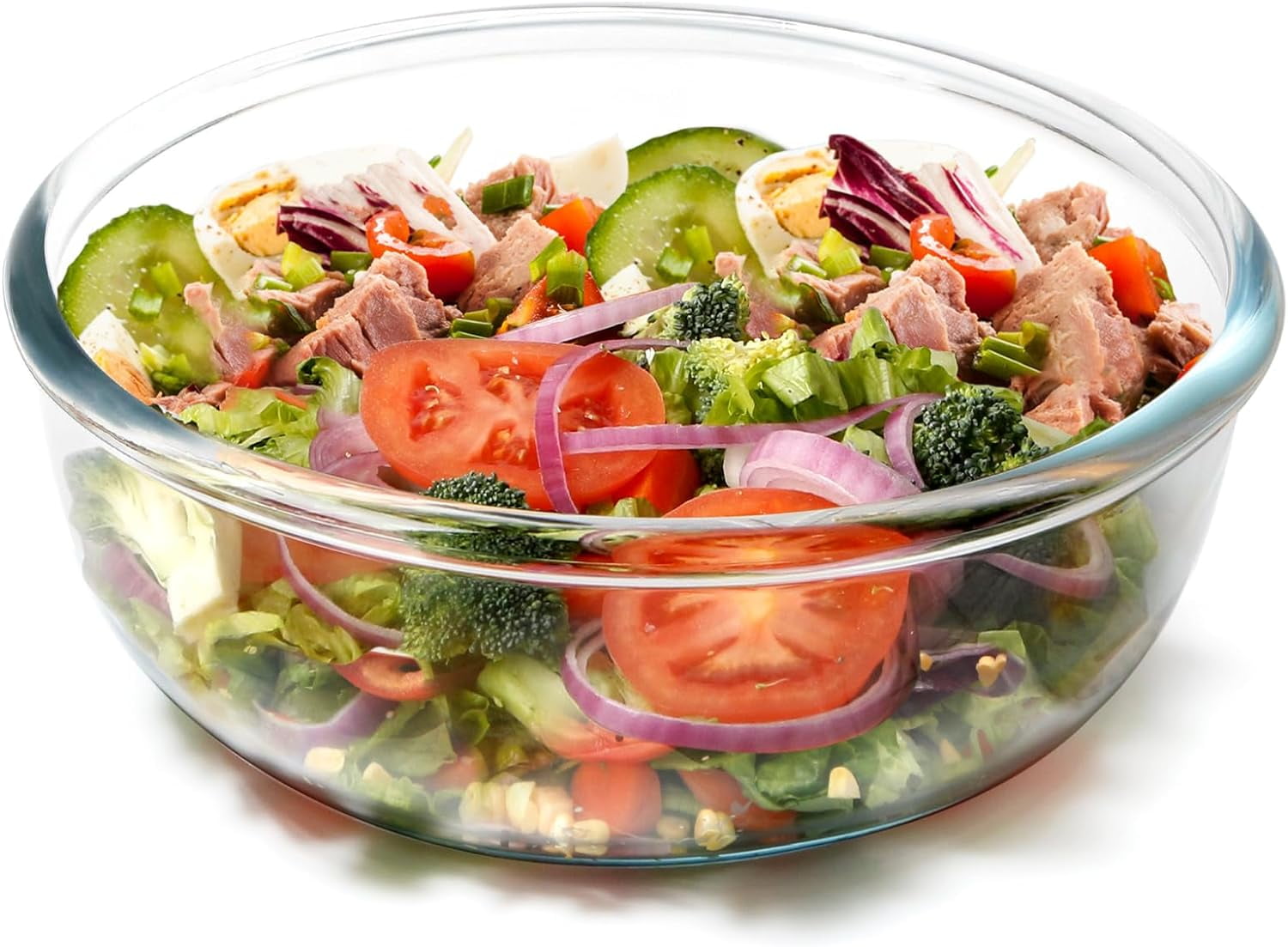 6 Quart Large Glass Mixing Bowl, Clear Large Salad Bowls Glass Big Mixing Bowls for Kitchen ...