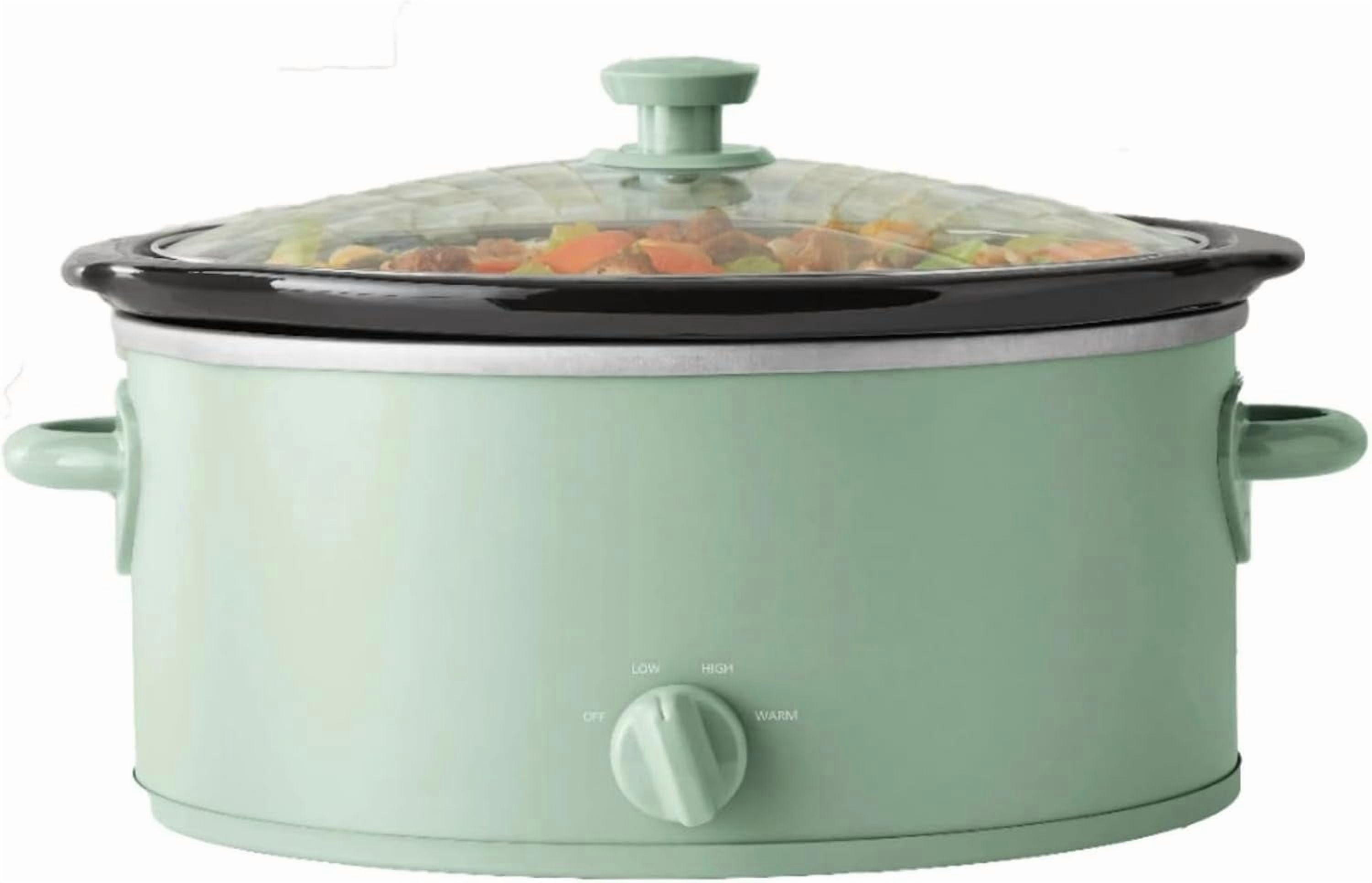 6 Quart Oval Slow Cooker, Sage Green Finish, Glass Lid, Removable ...