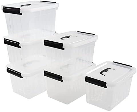6 Quart Plastic Storage Boxes with Lids and Handles, Clear Latch ...