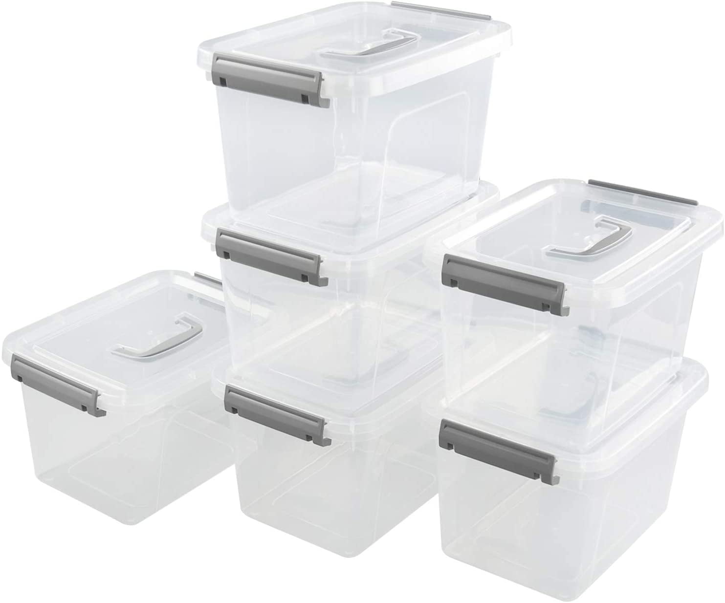 6 Quart Plastic Storage Containers with Lids and Handles, 6 Packs ...