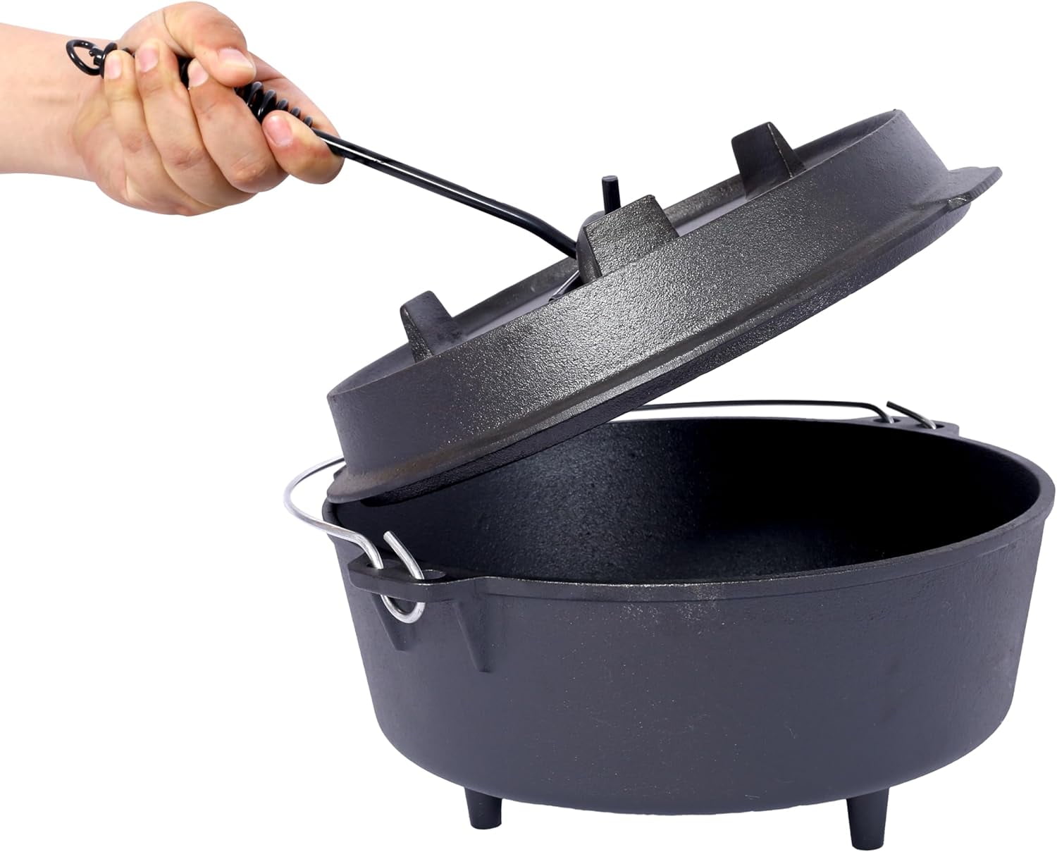 6 Quart Pre-Seasoned Cast Iron Dutch Oven with Skillet Lid, Outdoor ...