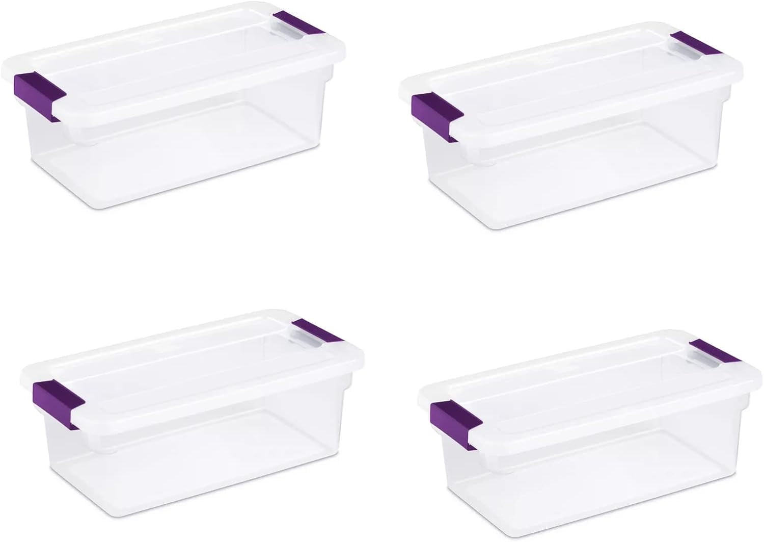 6 Quart (Qt) Clearview Storage Latch Box w/Purple Latches - Walmart.com