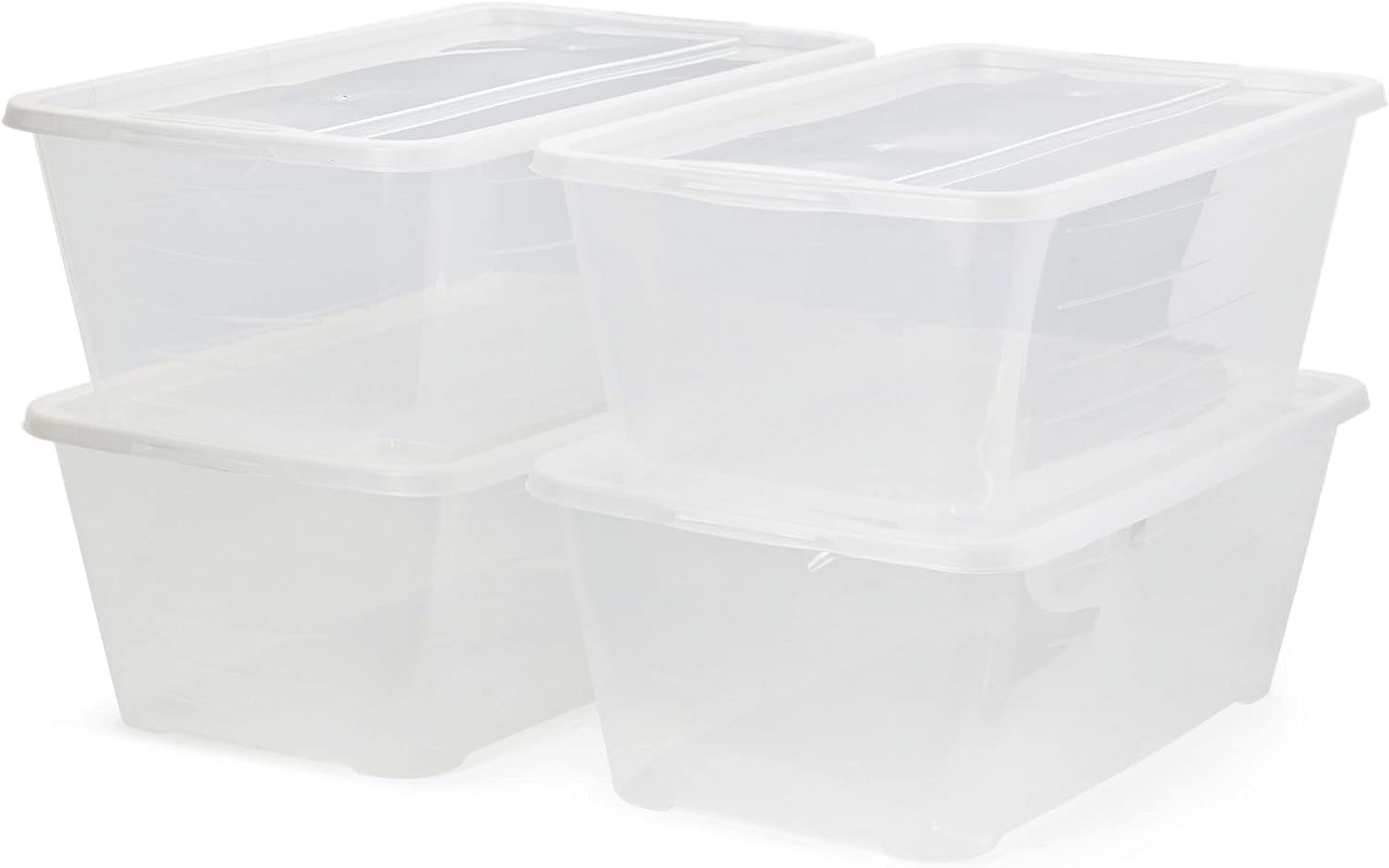 6 Quart Small Rectangular Clear Plastic Lidded Storage Shoe Box for ...