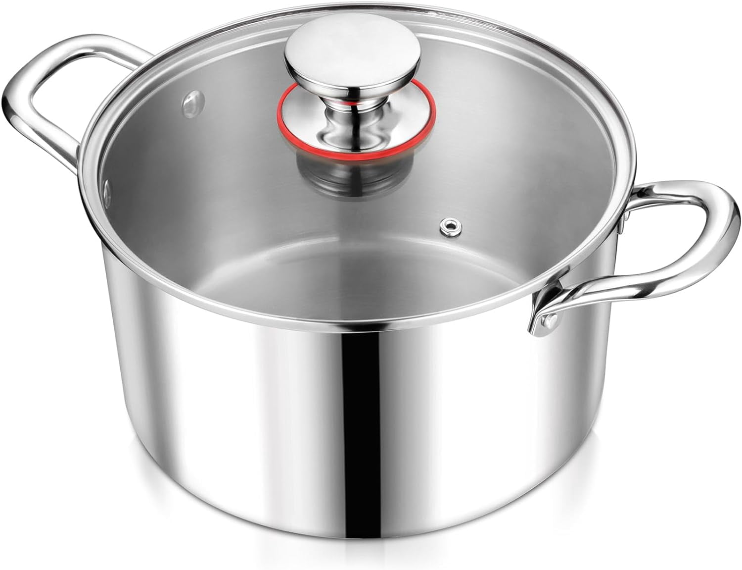 6 Quart Tri-Ply Stainless Steel Stockpot, Stock Pot with Visible Lid ...