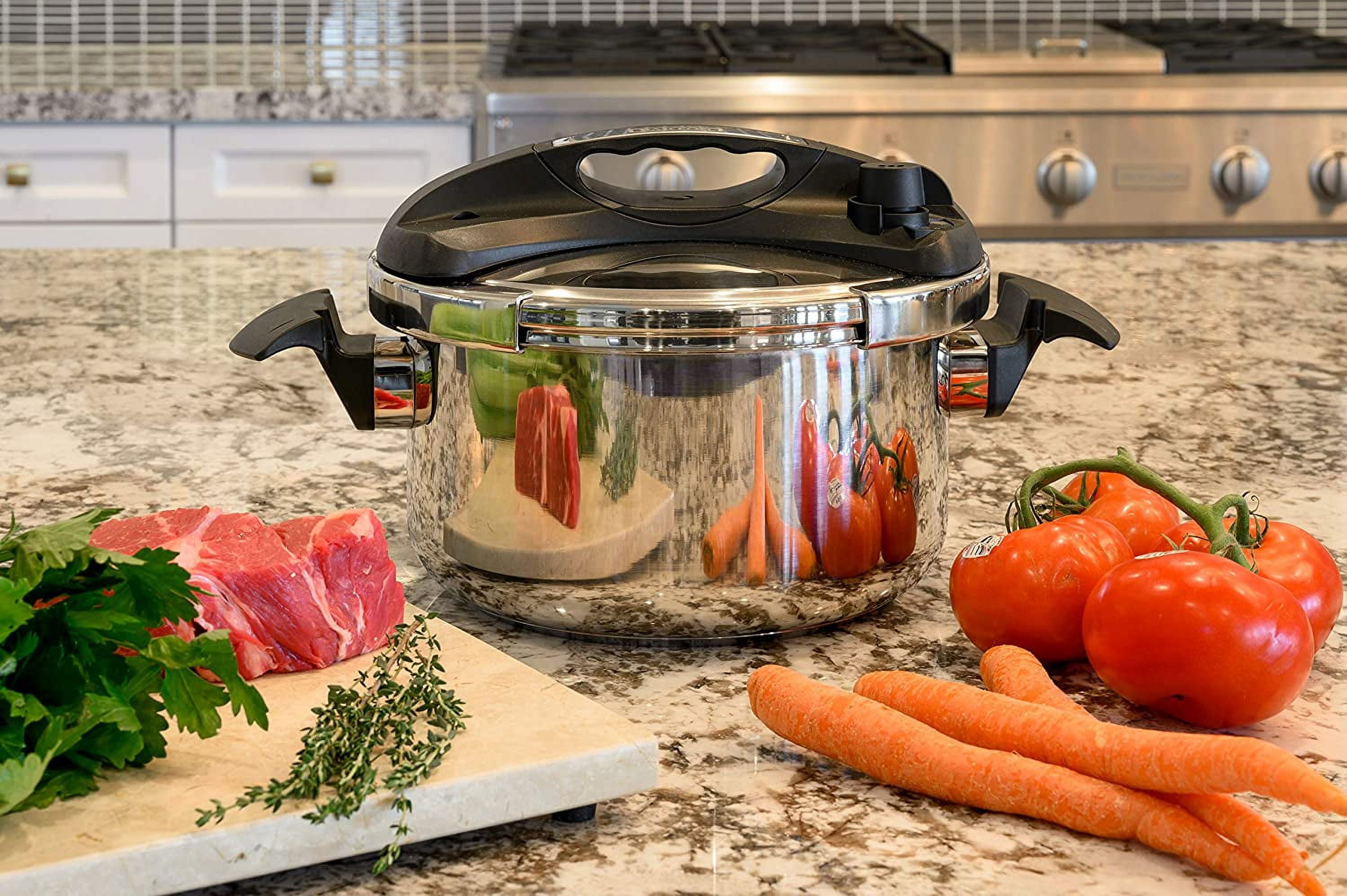 6 Quart Turbo Pressure Cooker Stovetop 18/8 Stainless Steel with Easy ...