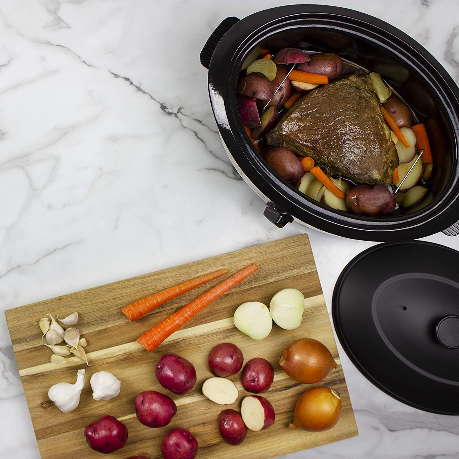 6 Quart White Porcelain Roaster Oven with 750-Watt Heating Base ...