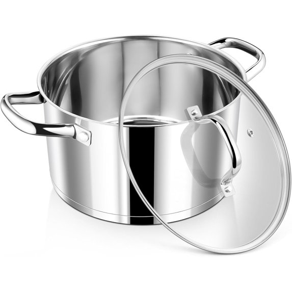 6 Quarts Cooking Stock Pot with Lid, Stainless Stockpot Induction Pot ...