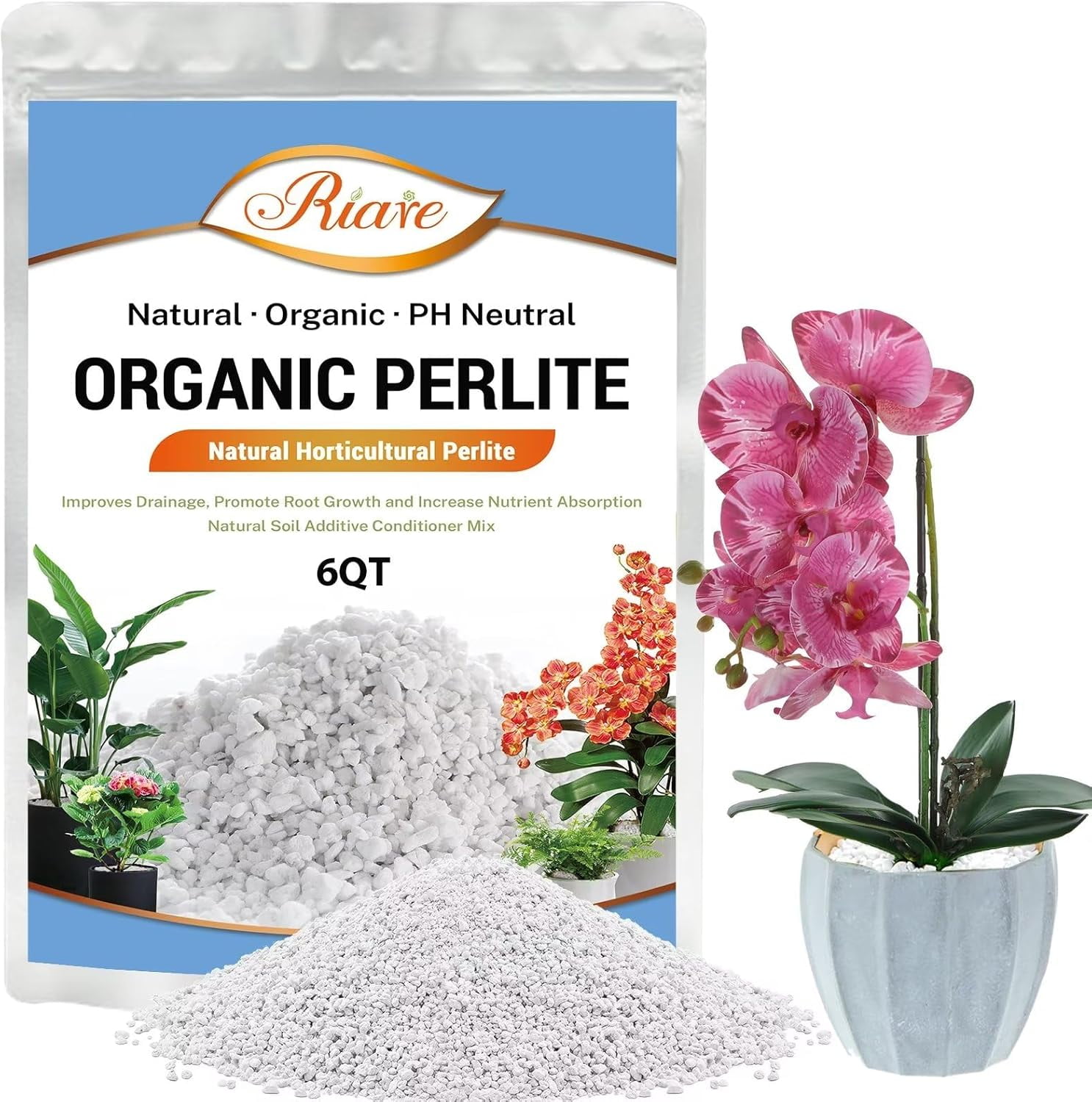 6 Quarts Organic Perlite for Plants - Horticultural Soil Amendment for ...