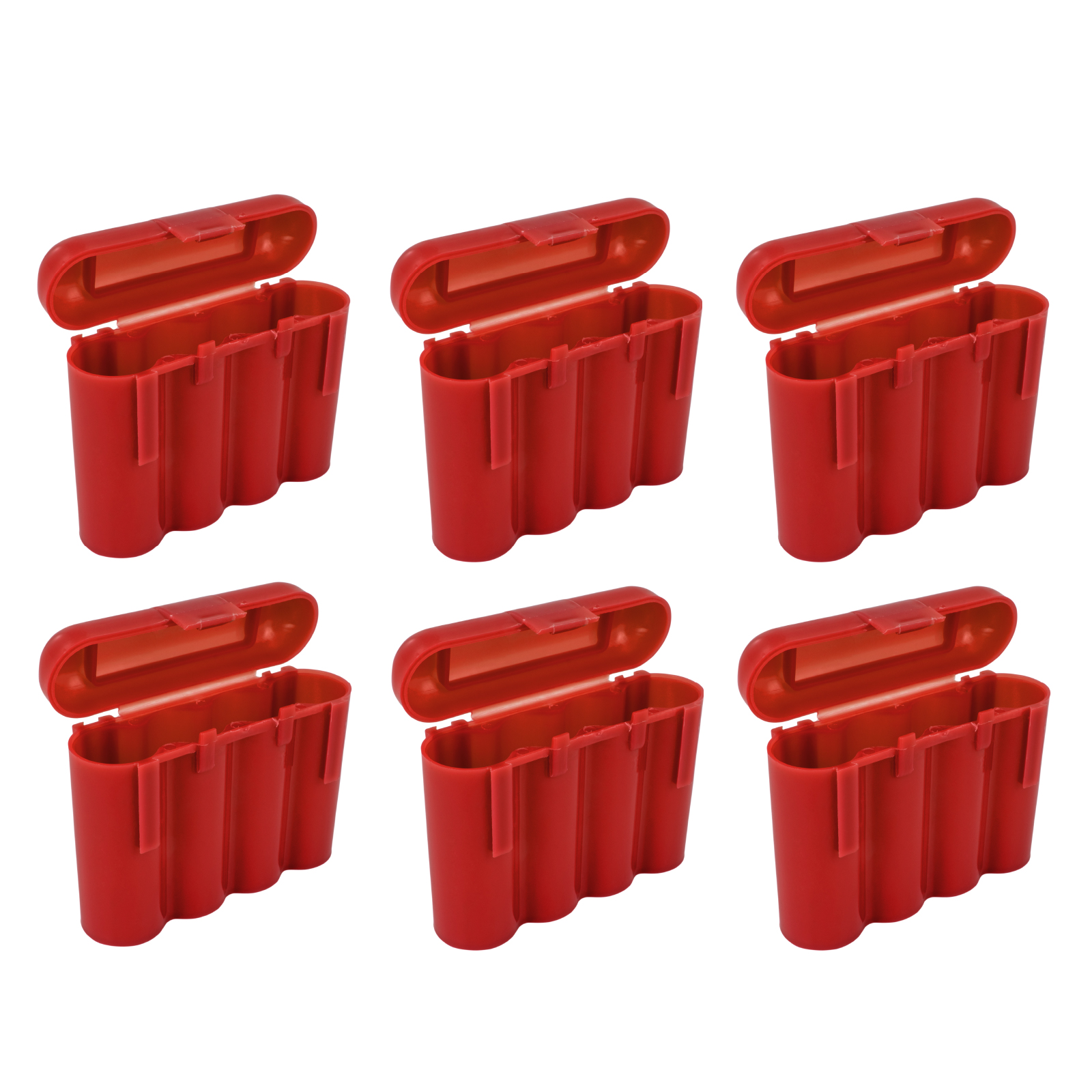 6 RED AA AAA BATTERY BATTERY PLASTIC STORAGE CASE HOLDER BOX USA SHIP ...