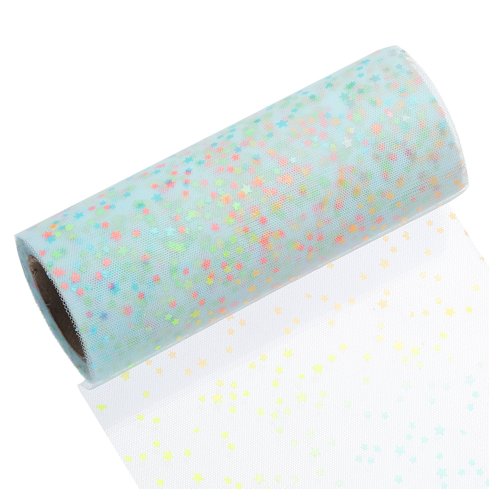 6" Rainbow Glitter Tulle Ribbon Rolls Shimmer Sequin Star Netting ...