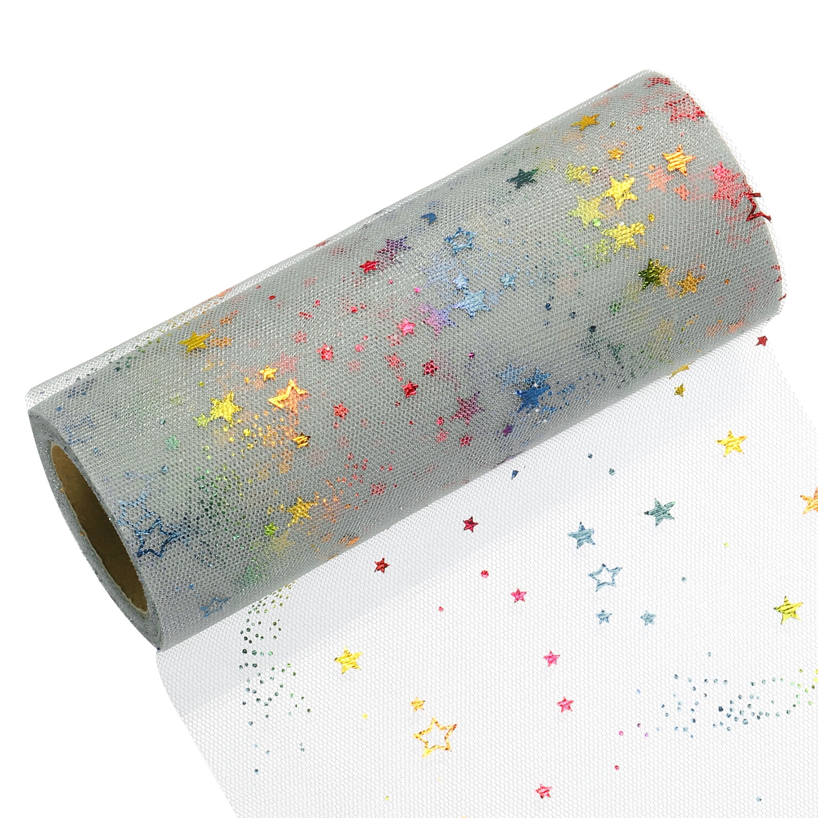 6" Rainbow Glitter Tulle Ribbon Rolls Sparkle Sequin Star Netting ...