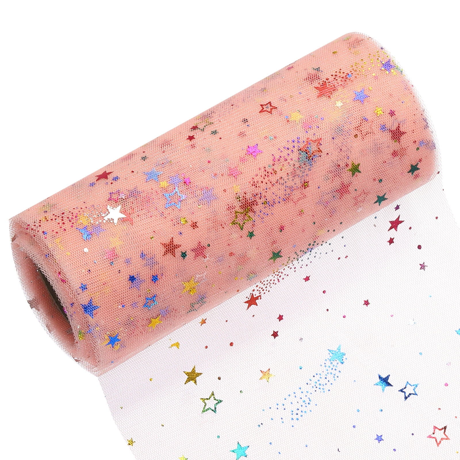 6" Rainbow Glitter Tulle Ribbon Rolls Sparkle Sequin Star Netting ...