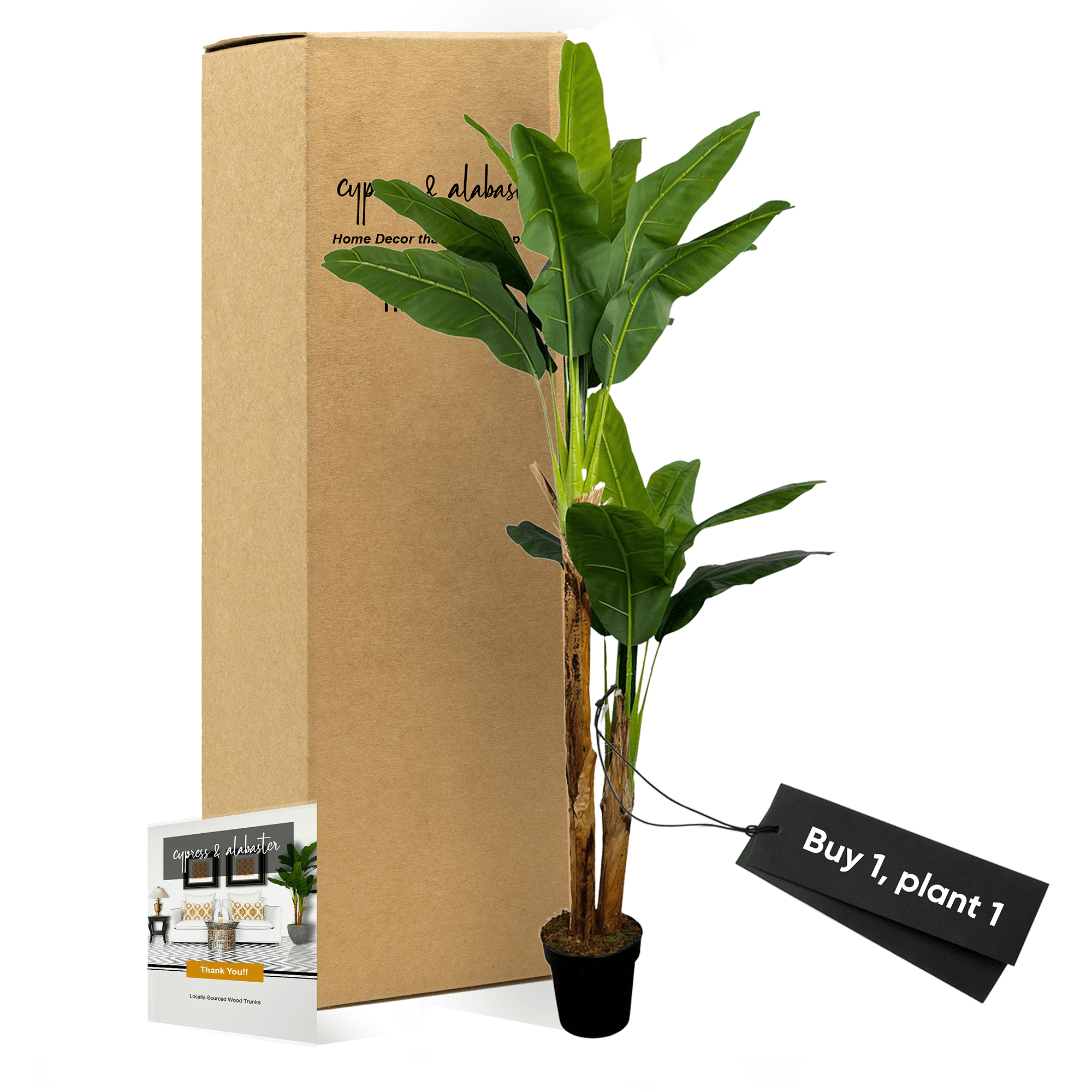 6' Real Bark Deluxe Artificial Banana Plant, Artificial Tree by Cypress ...