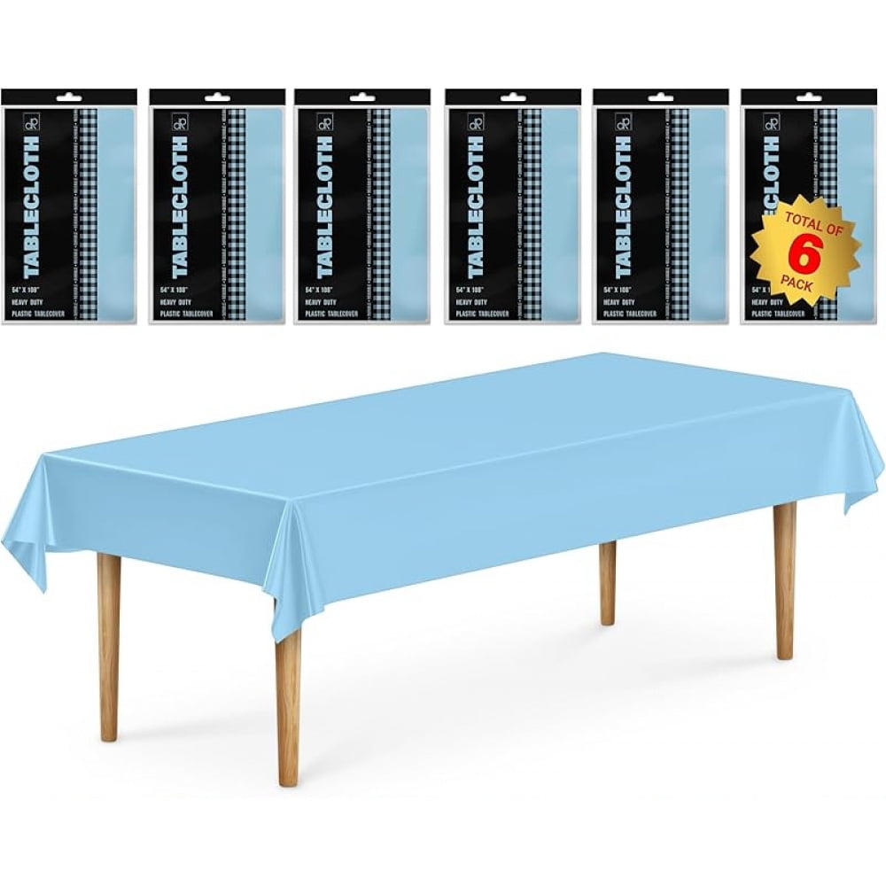 6 Rectangular Tablecloths BPA-Free Plastic, 54 x 108 inch, Dining Table ...
