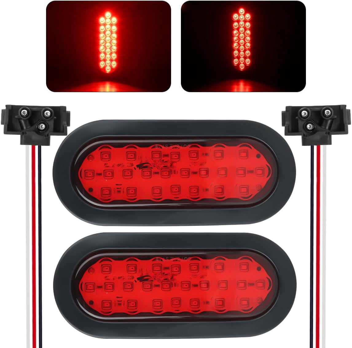6" Red Oval 24 Trailer Tail Lights Sealed 6 Inch Stop/Turn/Tail Light ...