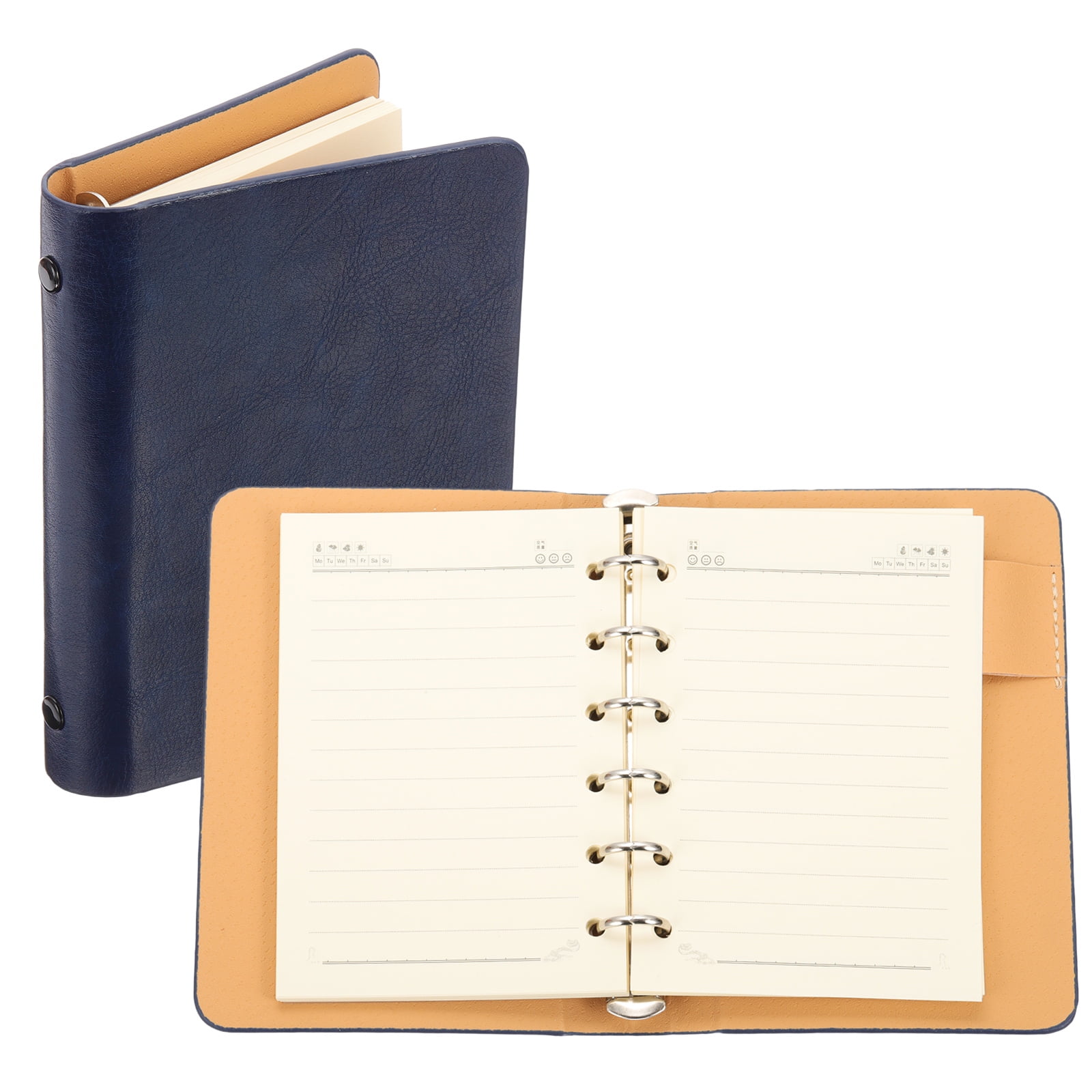 6 Ring Binder Cover, A7 Leather Notebook Binder Mini Refillable Loose ...