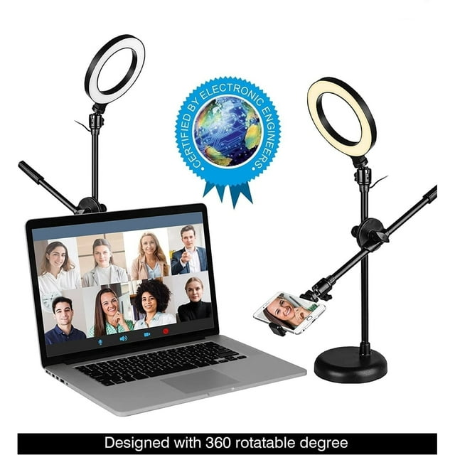 6'' Ring Light Overhead Phone Mount LED Circle Lights 360° Adjustable ...