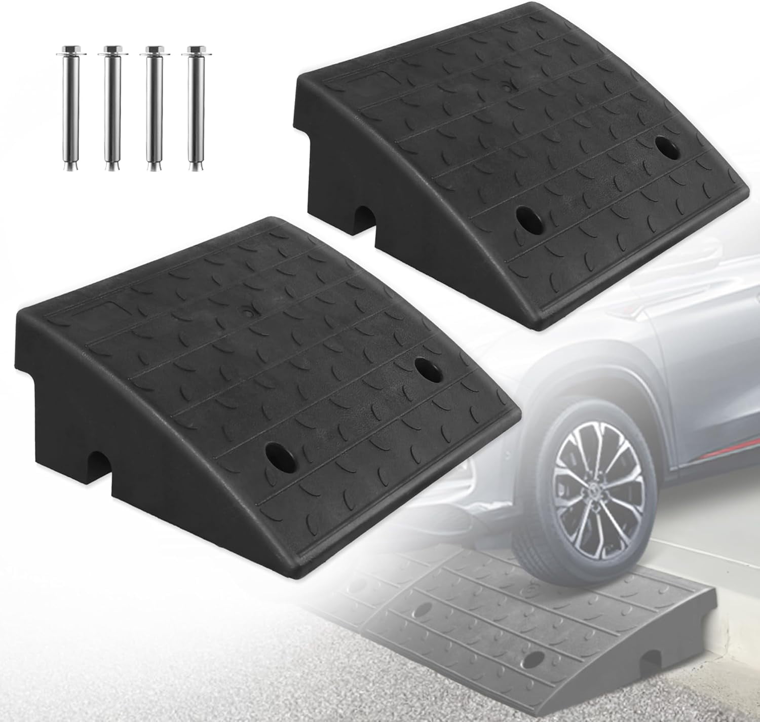 6" Rise Curb Car Ramps 2 Pack, Rubber Threshold Ramps for Doorways ...