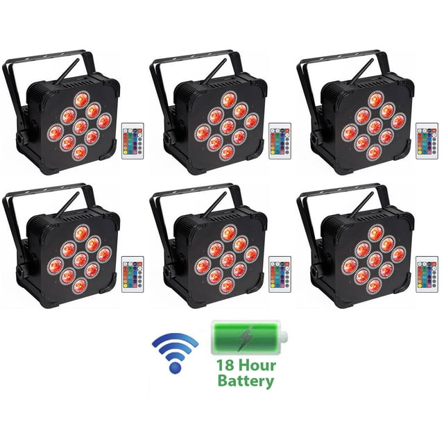 6) Rockville BEST PAR 60 Rechargeable Par Can Wash Lights wWireless DMX ...
