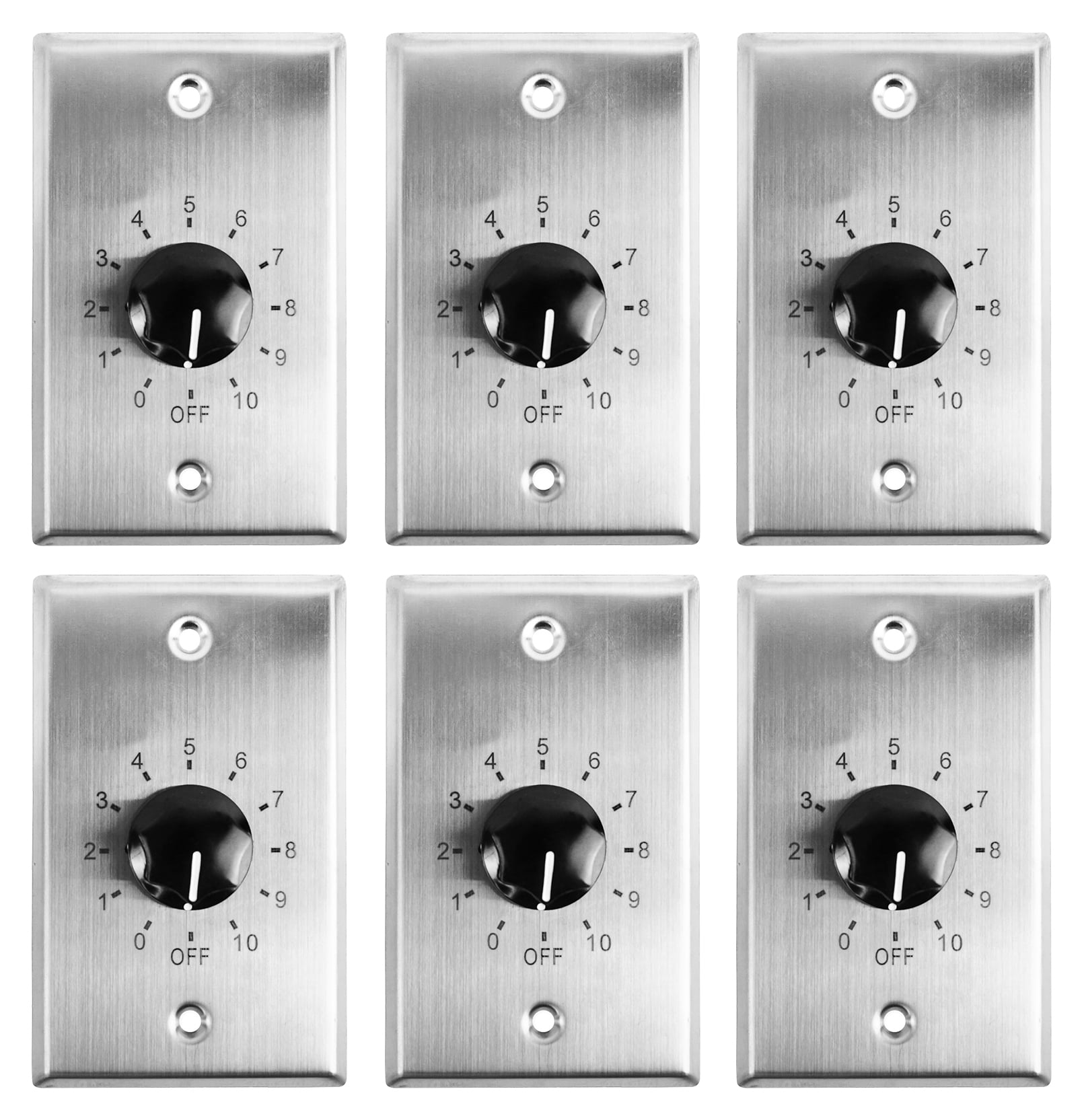 6) Rockville VOL70100 100w 70v Stainless Wall Volume Control Zone ...