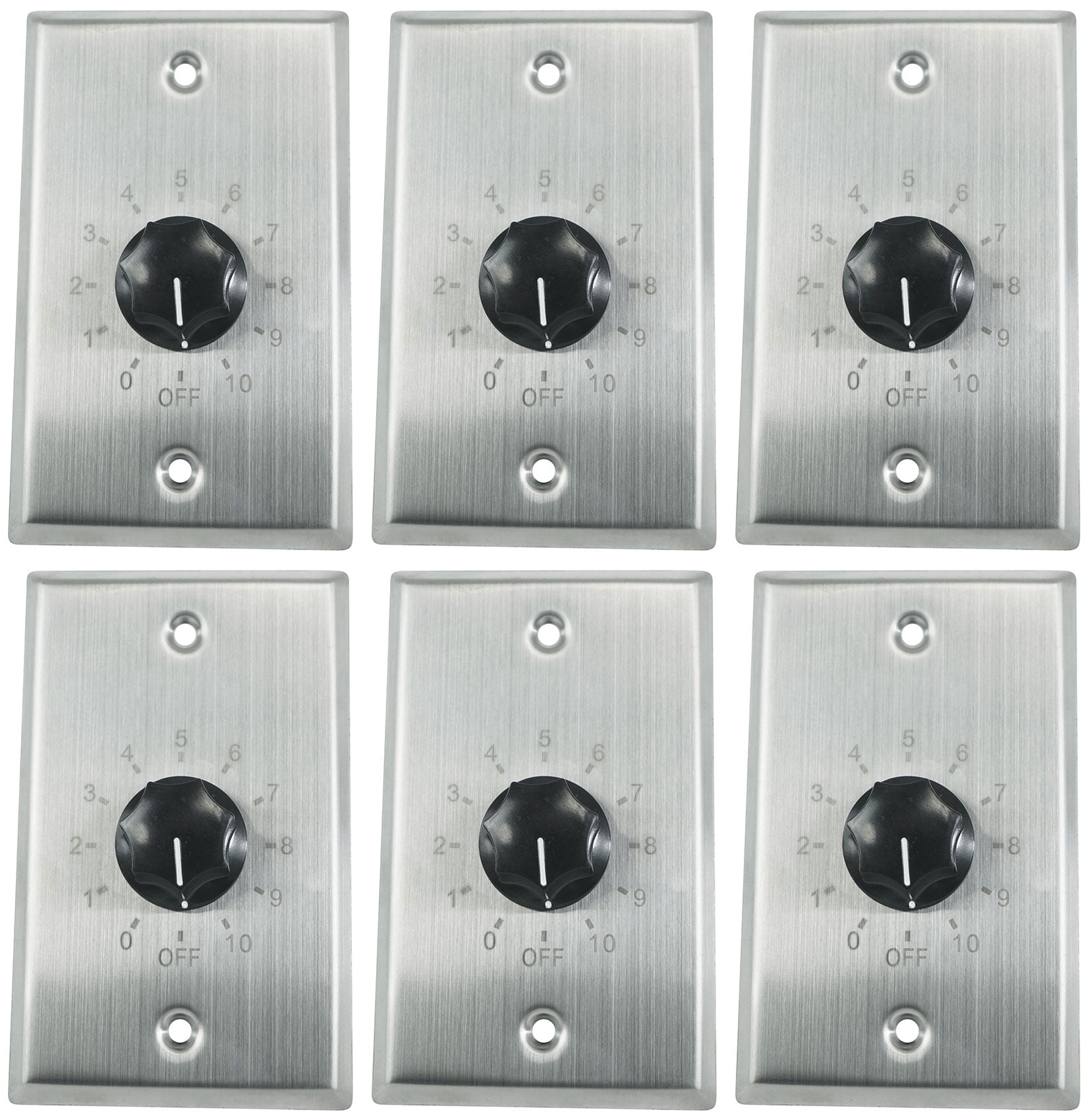 6 Rockville VOL70200 SS 200w 70v Stainless Wall Volume Controls Zone ...