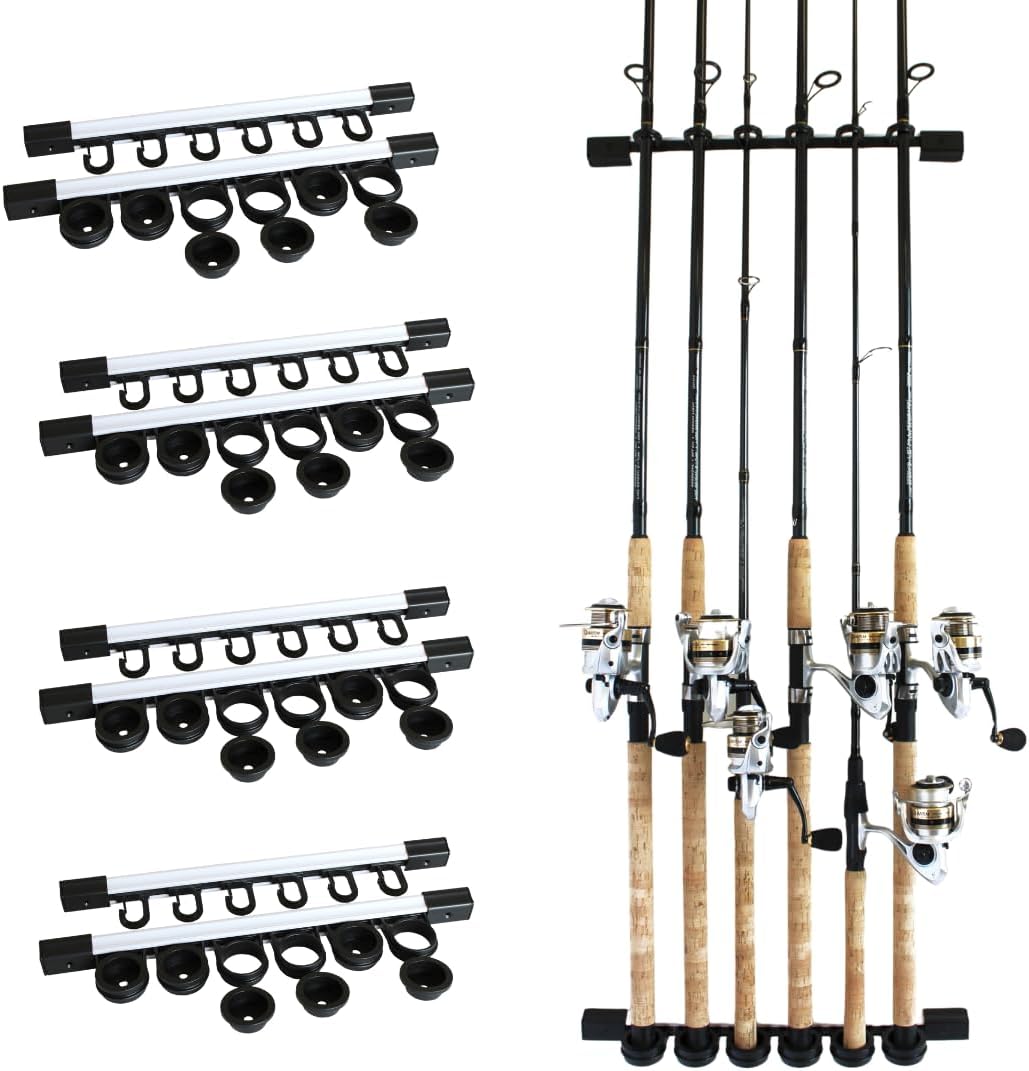 6 Rod Fishing Holder - Vertical/Horizontal Rack for Garage Organization ...