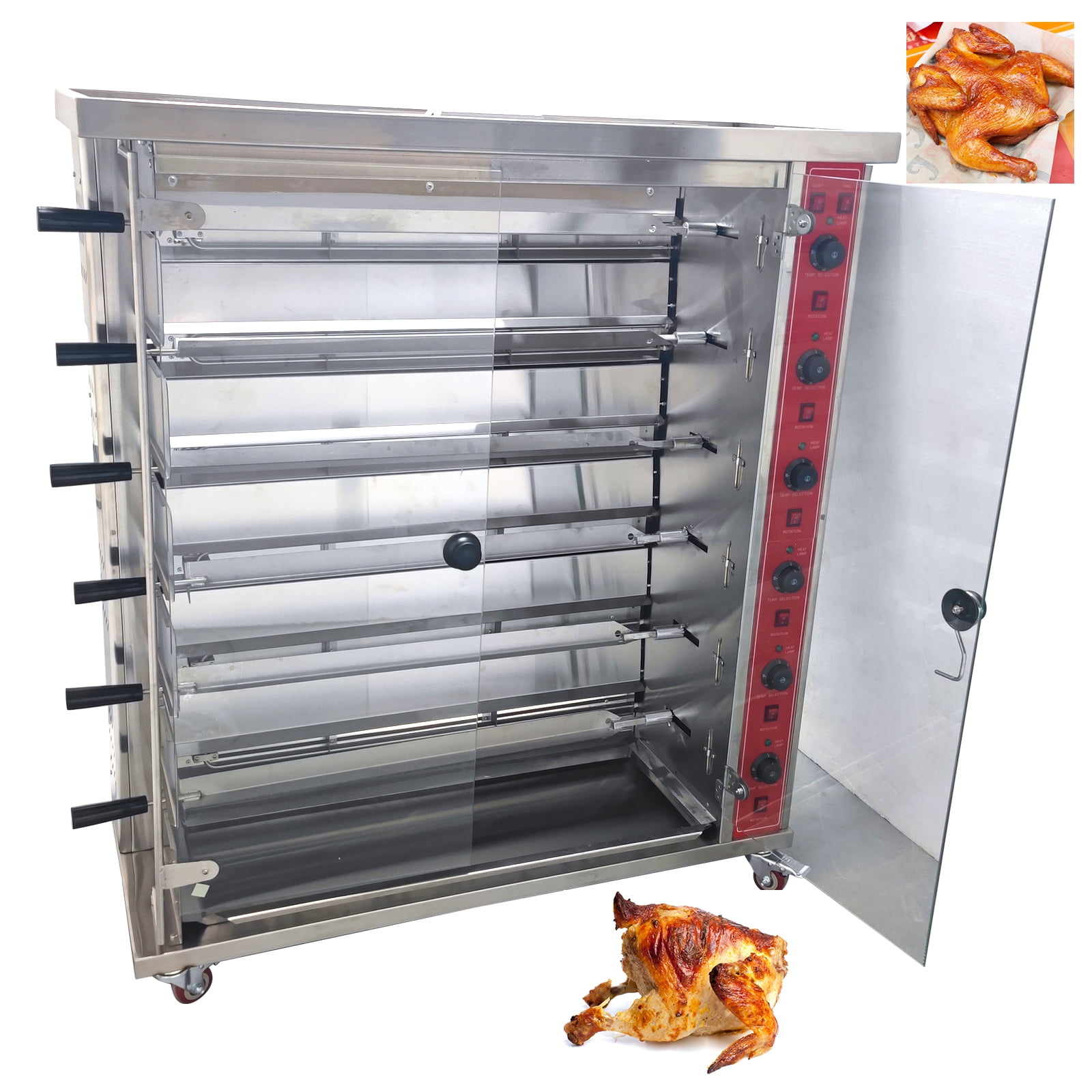 6-Roll Chicken Oven Rotisserie Machine Vertical Electric Heating Rotary ...