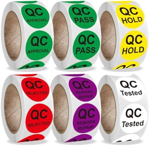 6 Roll QC Sticker 1 inch QC Approval Labels Quality Control Stickers ...
