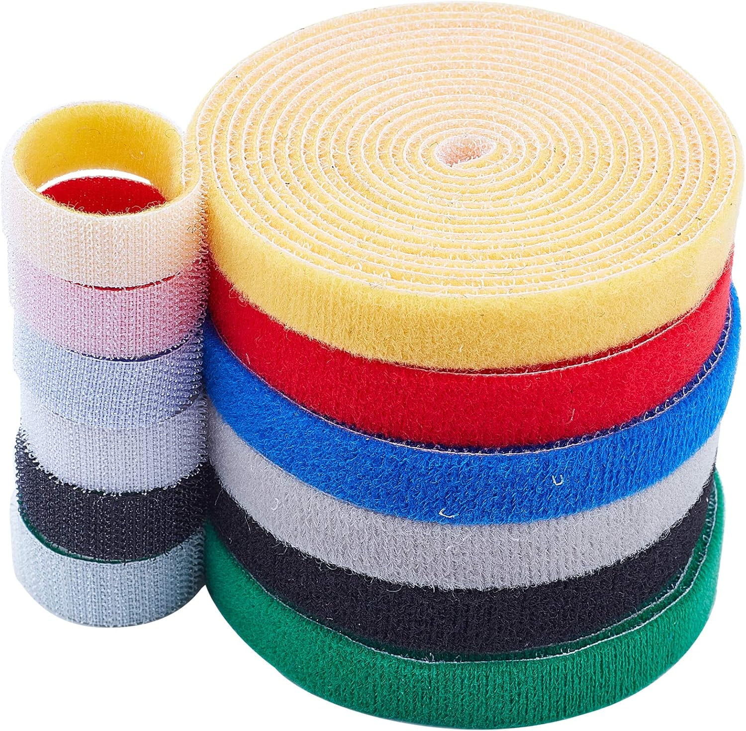 6 Roll Reusable Cable Straps with Hook and Loop Nylon Fastening Tape ...