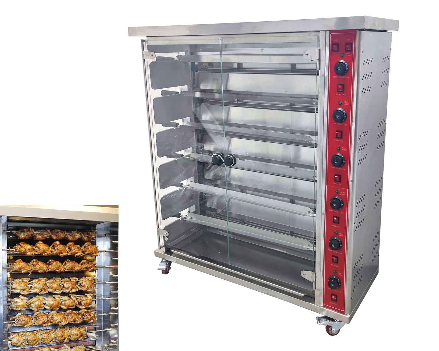 6-Roller Automatic Chicken Duck Rotary Roaster Electric Rotisserie ...