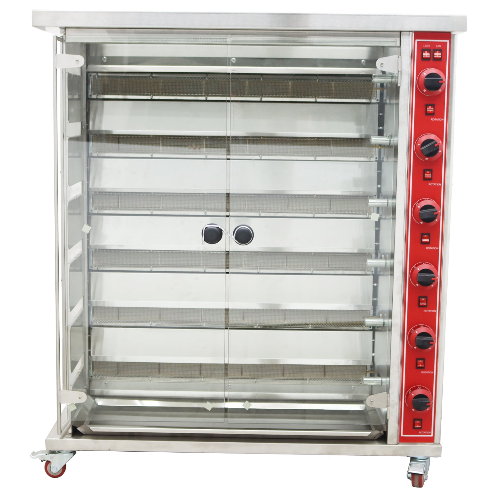 6 Roller Gas Chicken Rotisserie Machine Vertical Gas Rotary Chicken ...