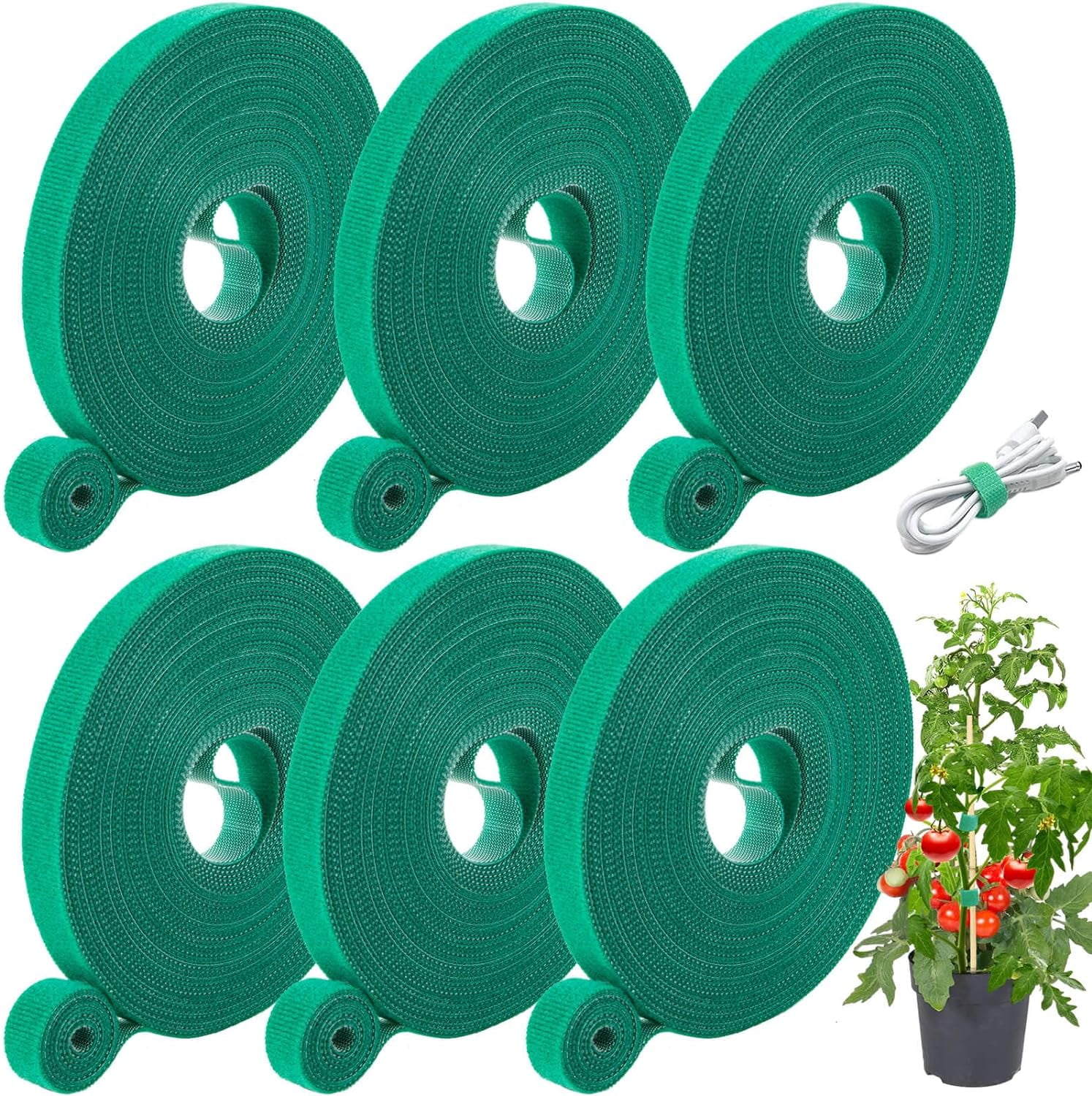 6 Rolls of 0.5 Inch Wide Stretch Strapping Garden Tie Tape, Plant ...