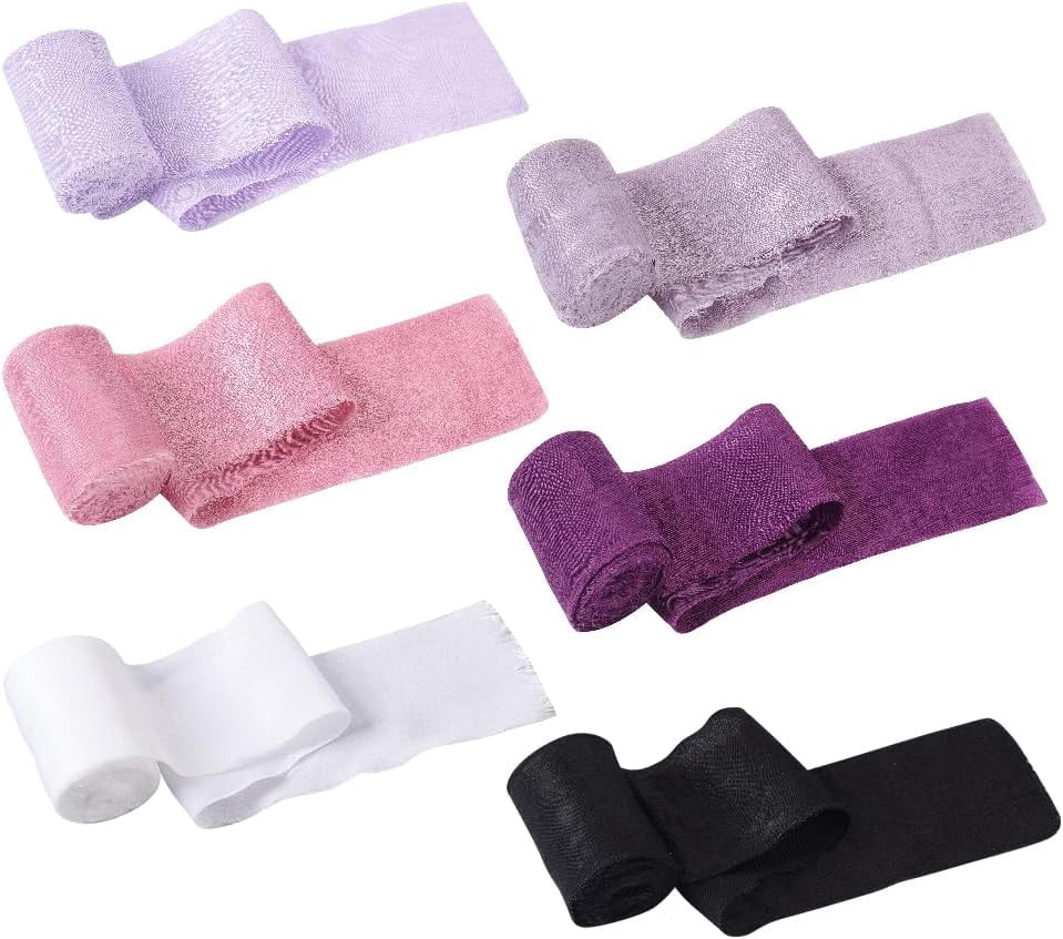 6 Rolls 18 Yards Handmade Fringe Chiffon Ribbons 2 Inch Purple Ribbons ...