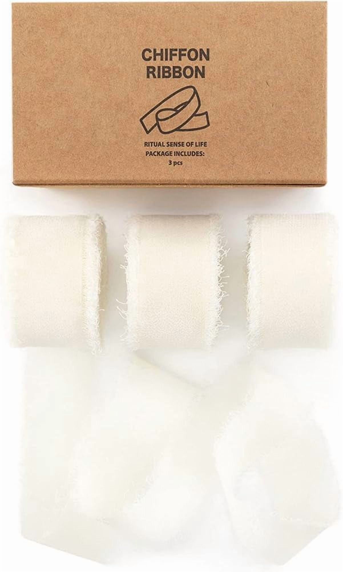 6 Rolls 42 Yards 1.5 Inch White Chiffon Ribbon Handmade Fringe Chiffon ...
