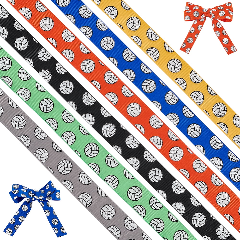 6 Rolls 6 Colors Polyester Volleyball Printed Grosgrain Ribbon Gift ...