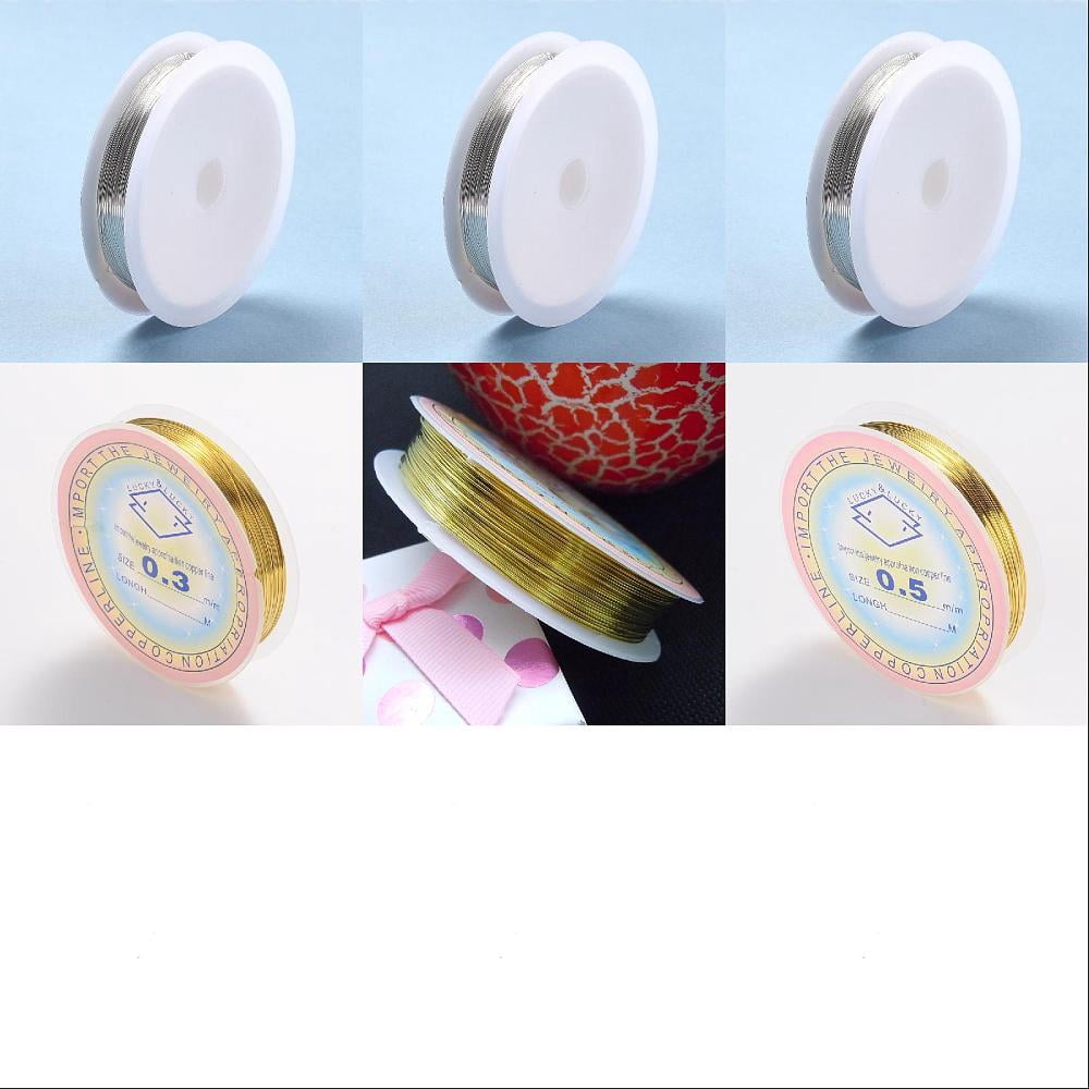 6 Rolls 6 Style Copper Jewelry Wire Mixed Color 24~28 Gauge 0.3~0.5mm ...