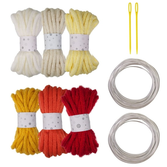 6 Rolls 7mmX5Meters Polyester Rope Assorted Color Hollow Braided Rope ...